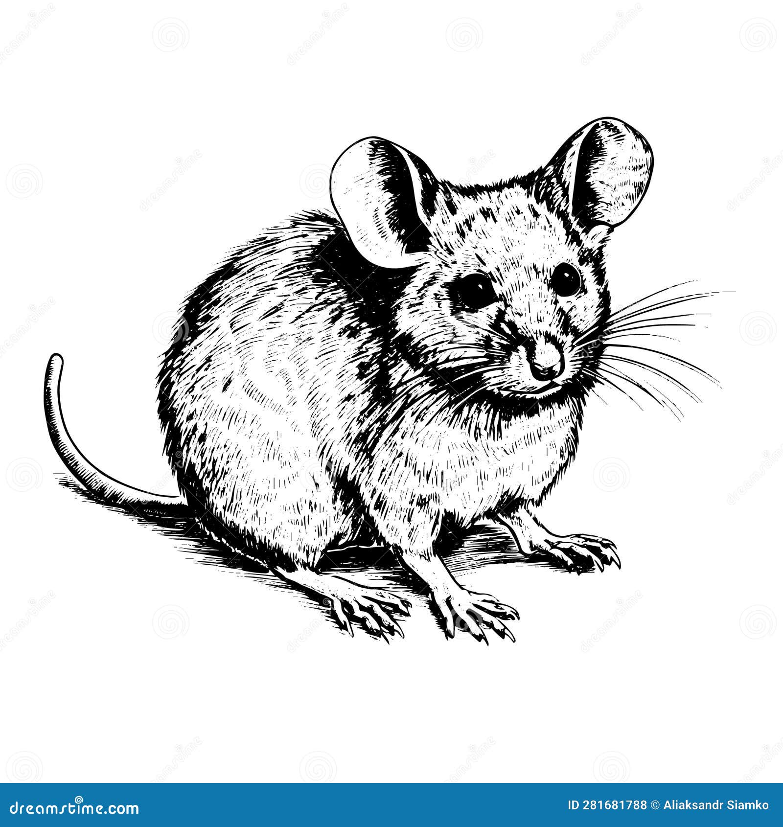 Mouse Vector Drawing. Isolated Hand Drawn, Engraved Style Illustration ...