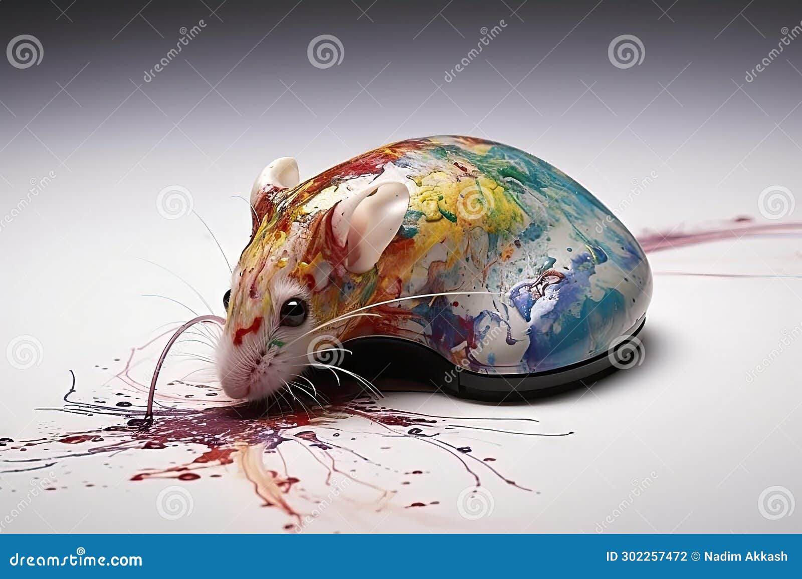 Mouse Vibrations Color Surrealist Style, White Colored Background Stock ...