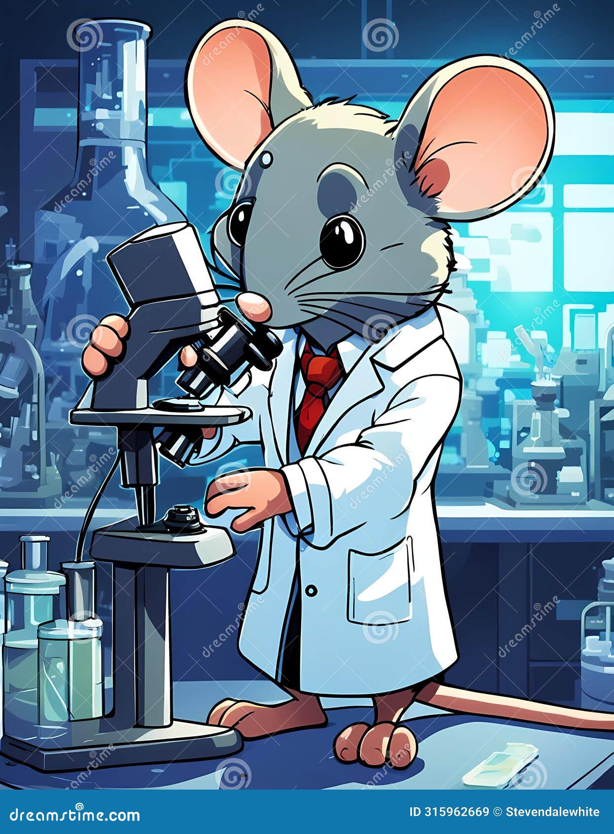 Mouse in Lab Coat Examining Microscope. Generative AI Stock Image ...