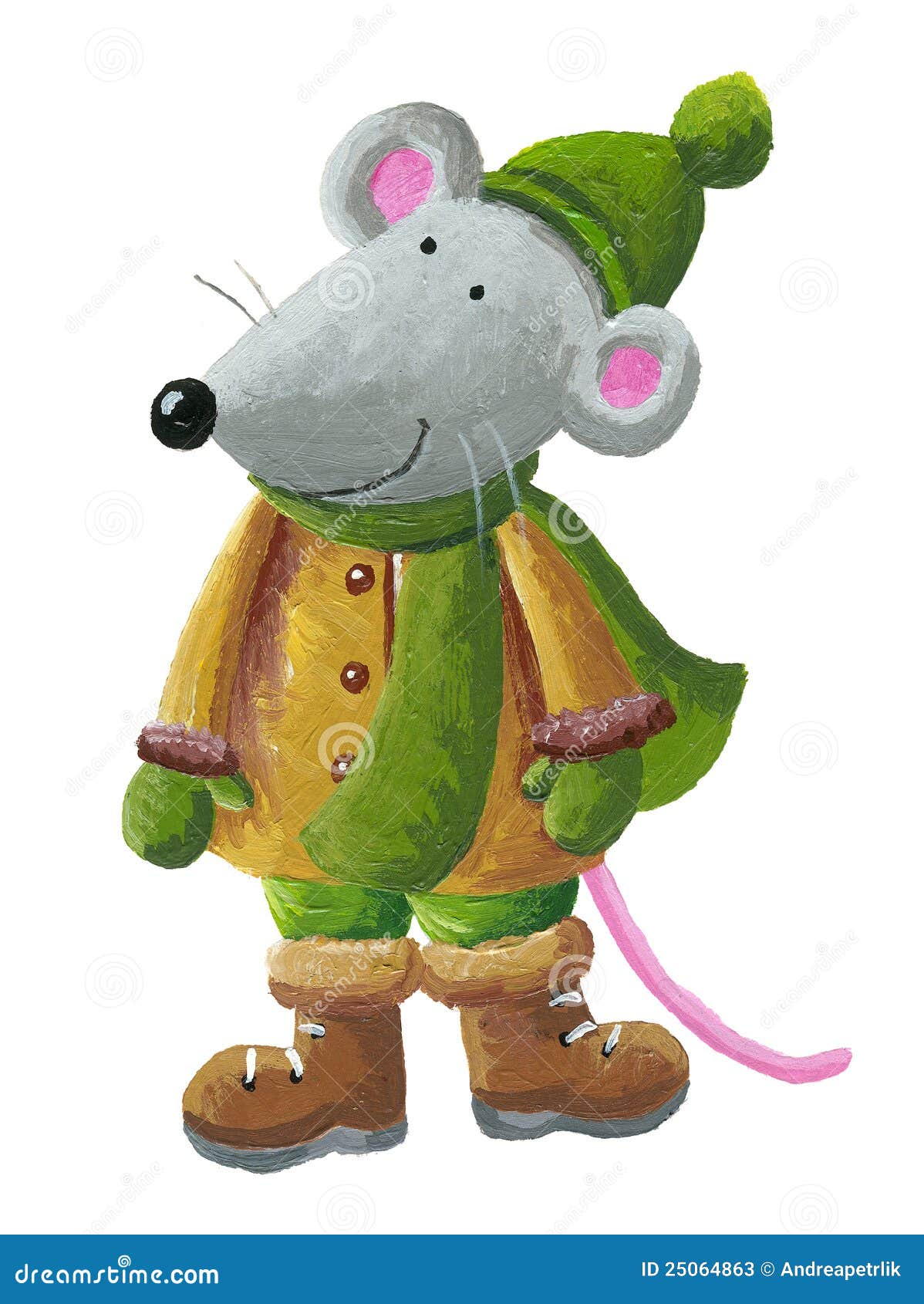 Mouse in winter clothes stock illustration. Illustration of gray - 25064863