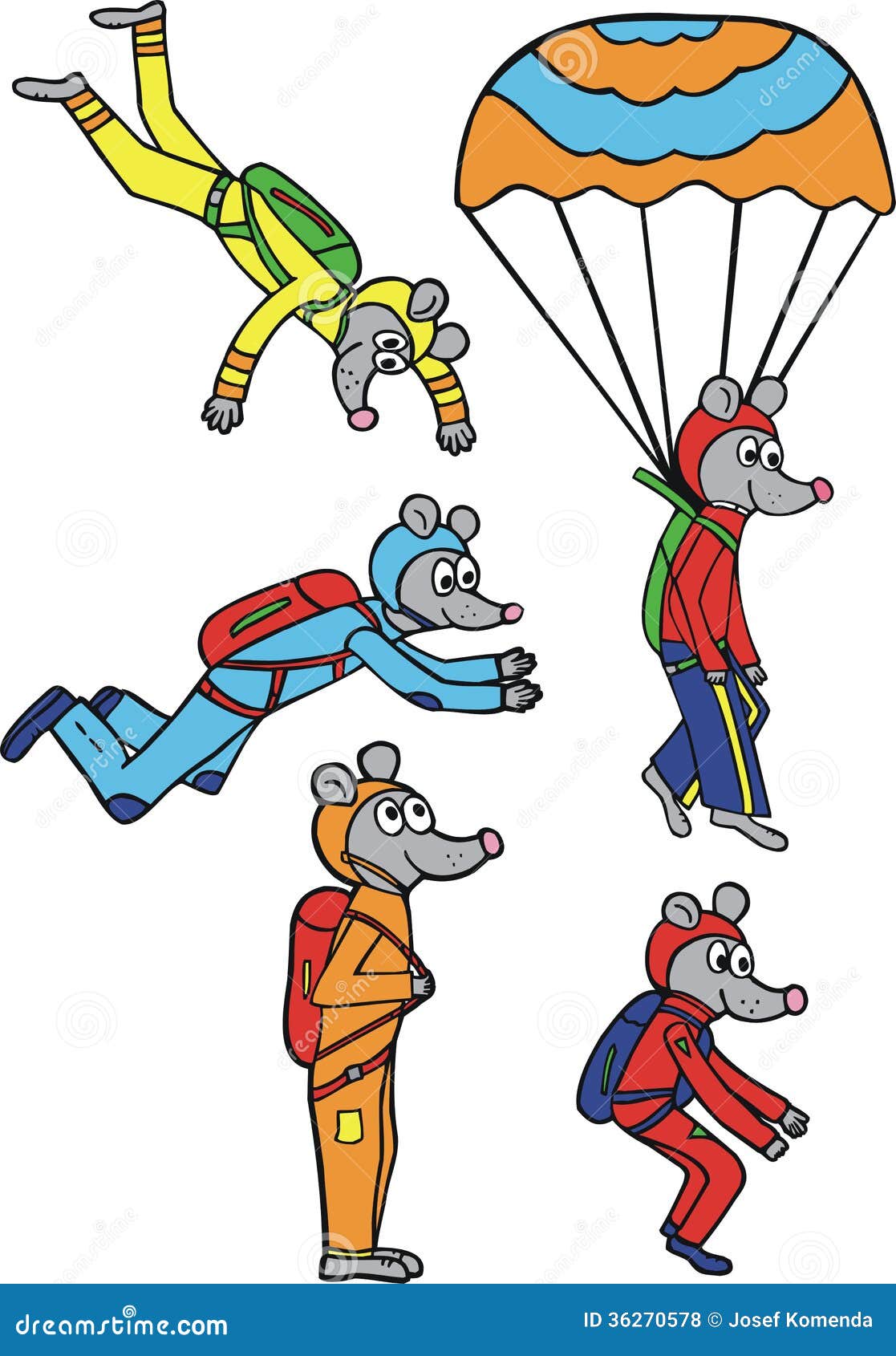 Mouses skydivers stock vector. Illustration of parachute - 36270578