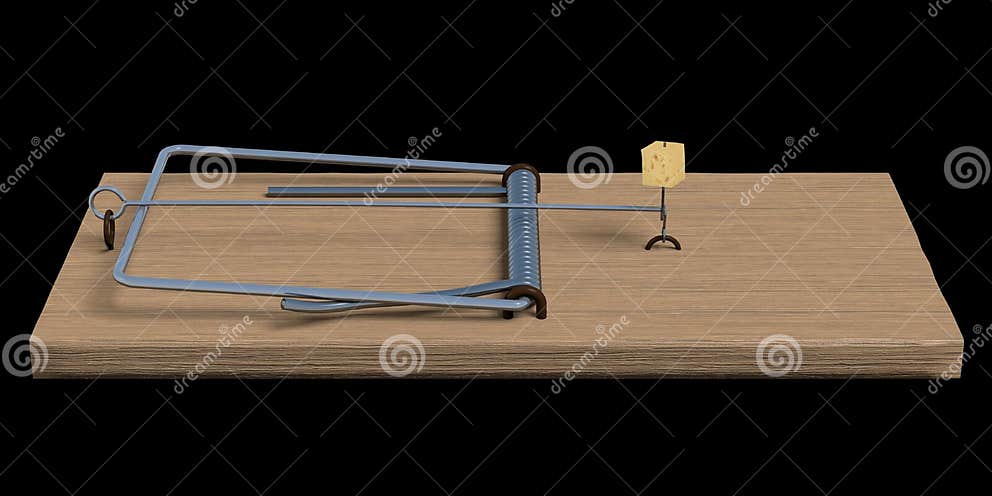 Mousetrap on Black Side View Stock Illustration - Illustration of ...