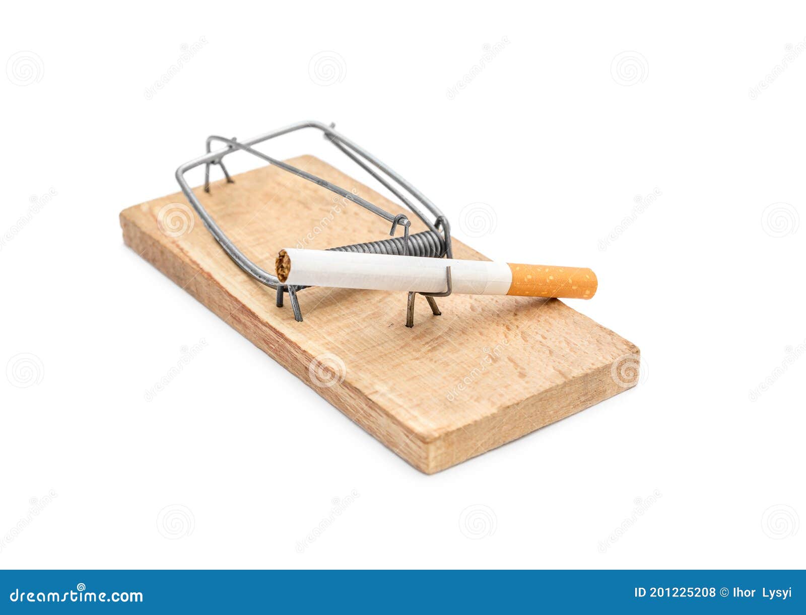Mousetrap with Cigarette. Isolated on White Stock Photo - Image of ...