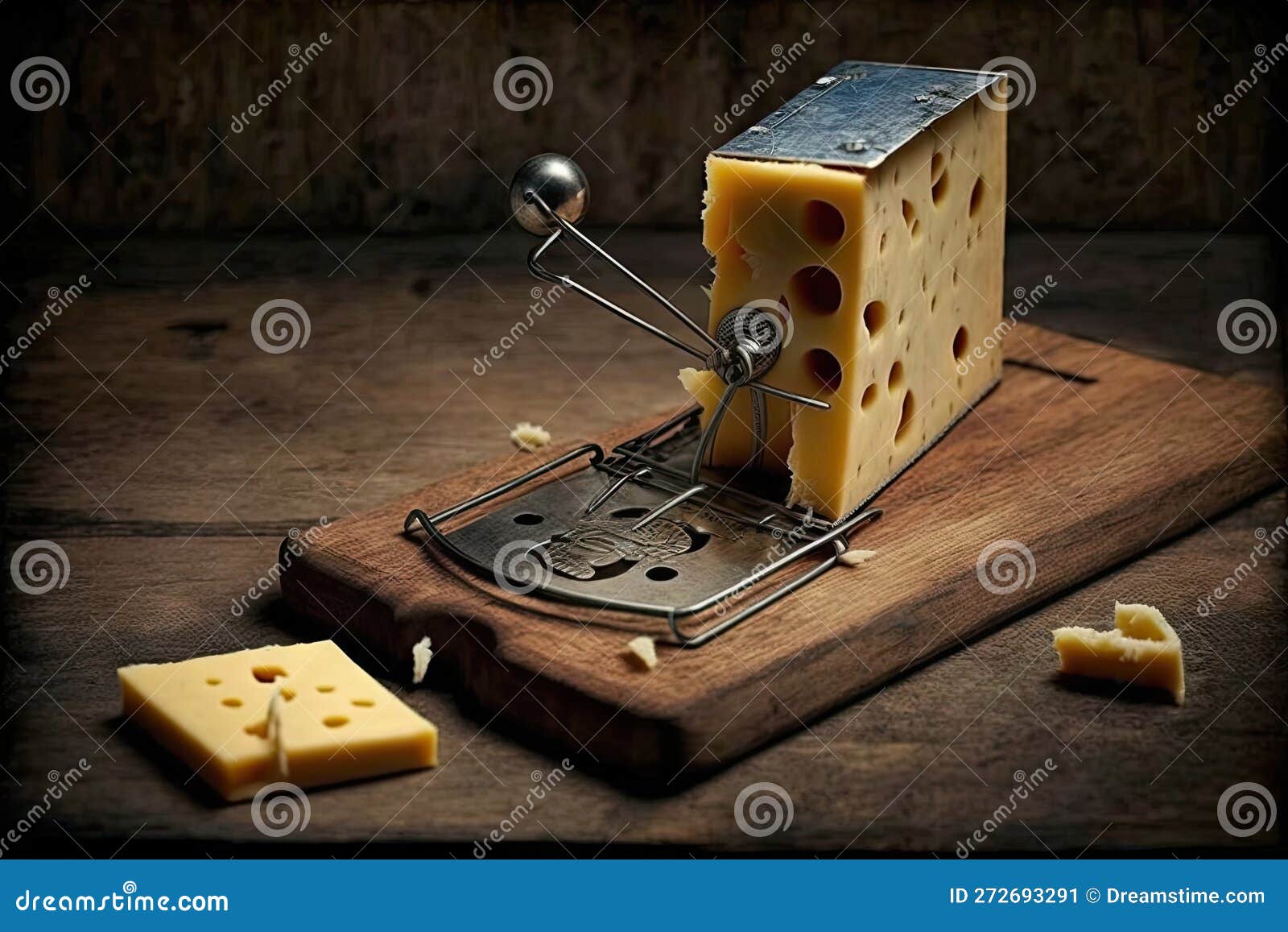 Mousetrap with Slice of Cheese and Cracker Next To it Stock Image ...