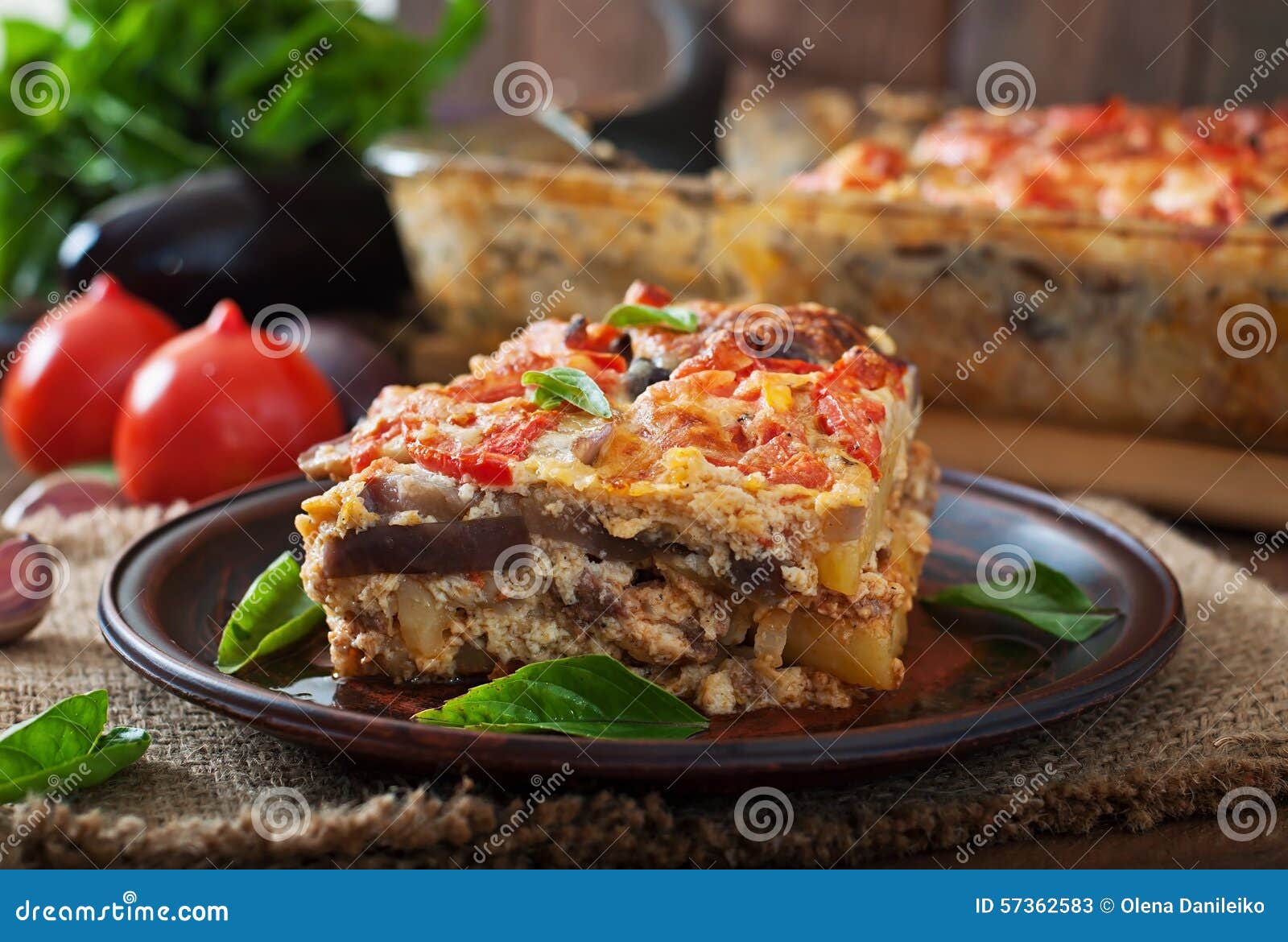 Moussaka stock image. Image of gratin, layer, closeup - 57362583