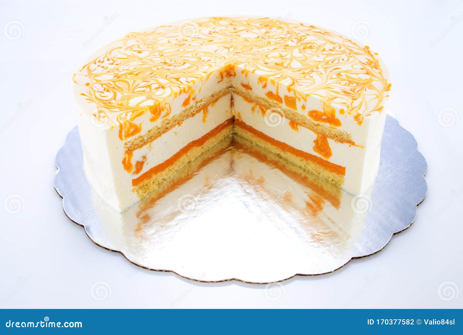 Mousse Cake with Mango Puree and Cream Stock Photo - Image of jelly ...