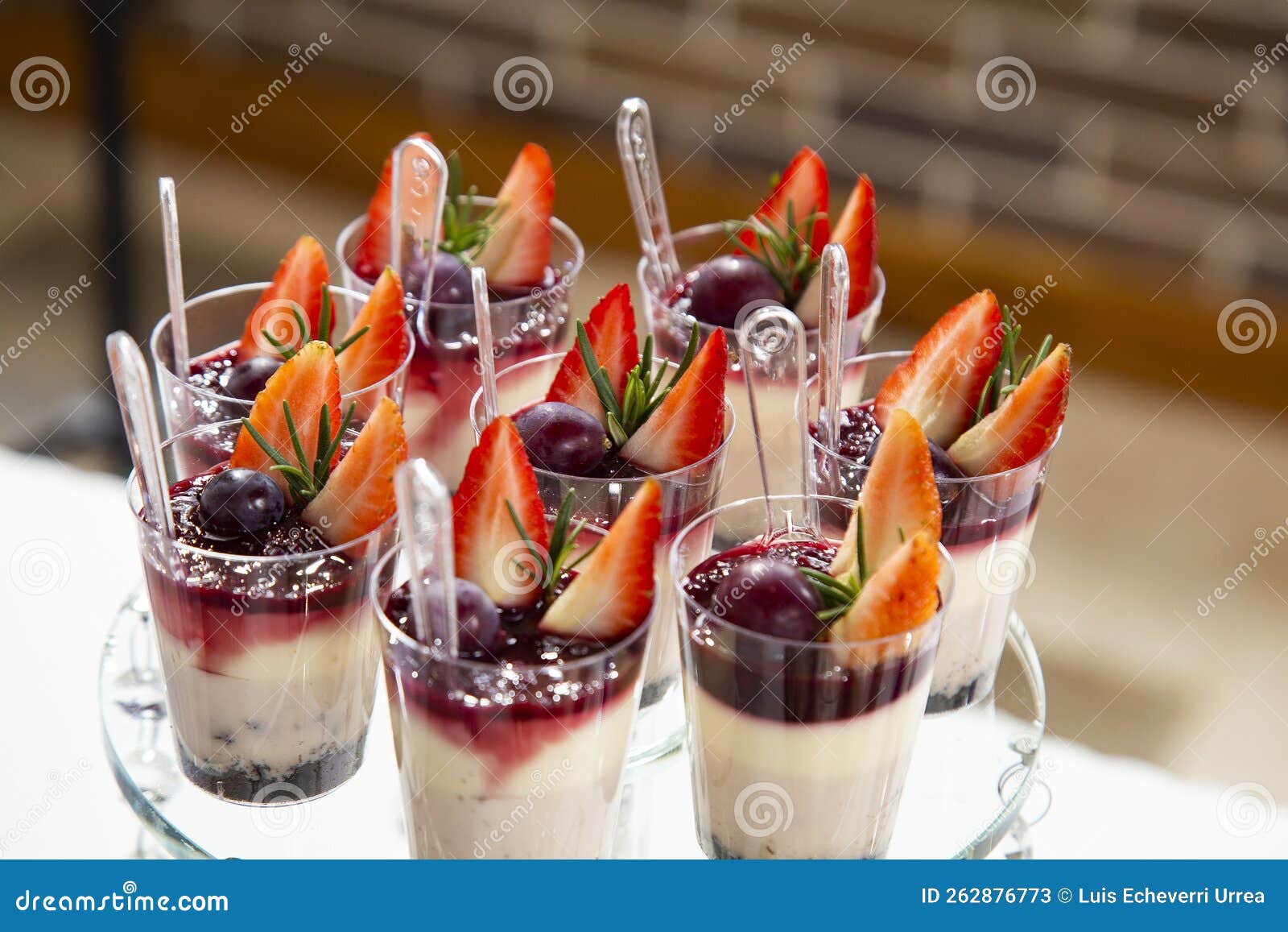 Mousses with Red Berries on the Dessert Table for a Party - Fragaria ...