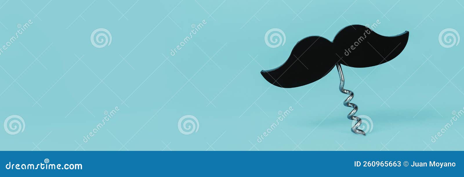 Moustache Corkscrew on Blue Background, Web Banner Stock Image - Image ...
