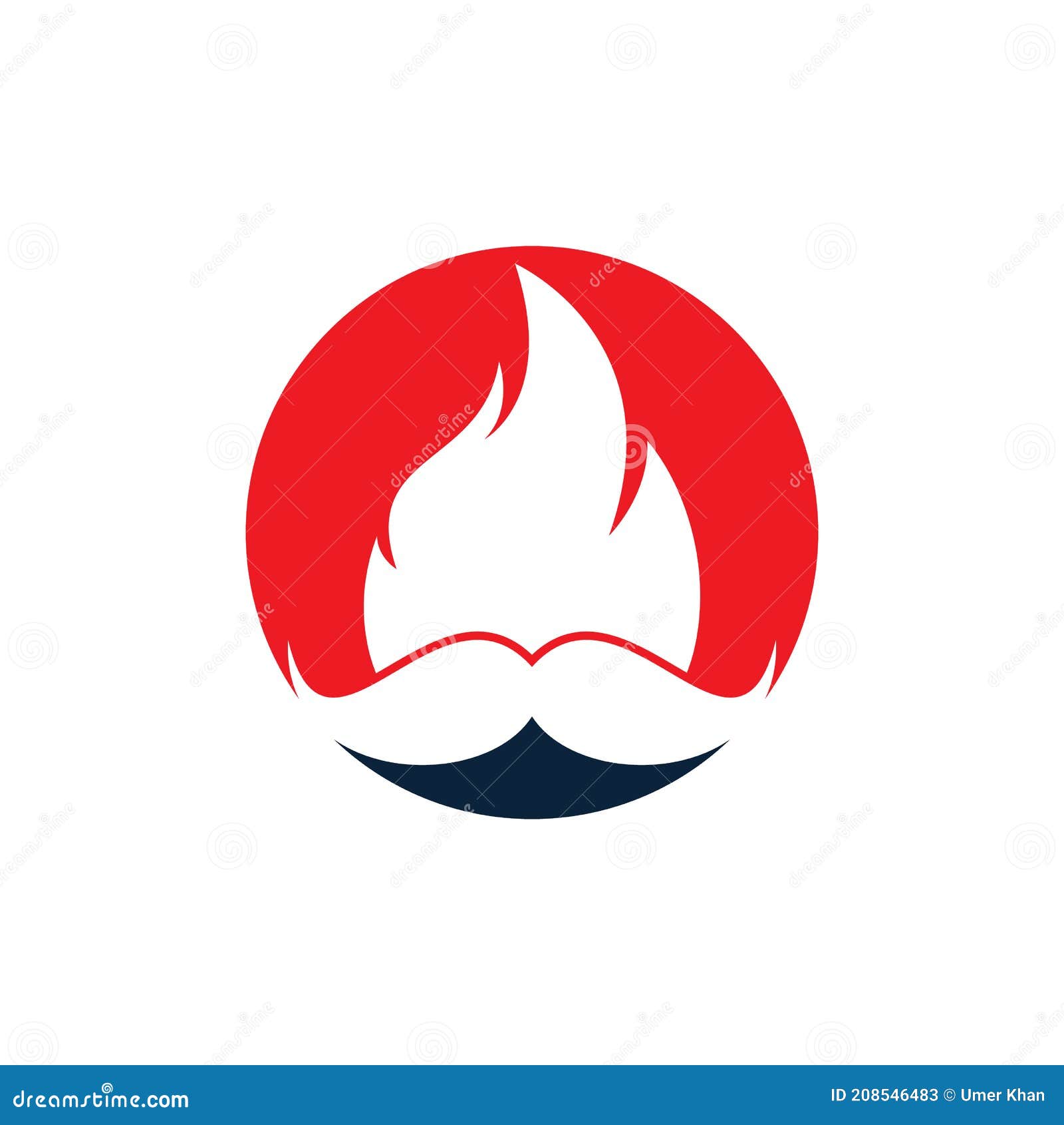 Moustache Fire Vector Logo Design Template. Stock Vector - Illustration ...