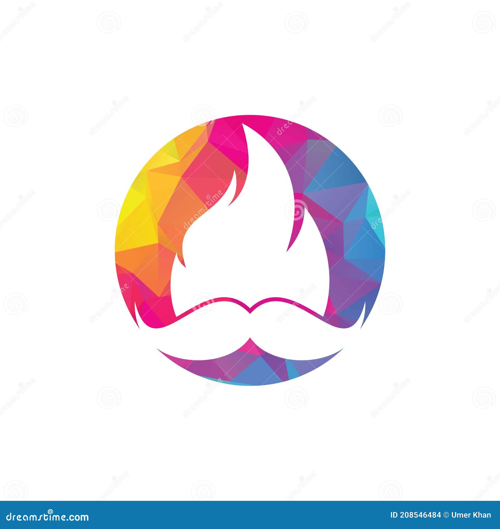 Moustache Fire Vector Logo Design Template. Stock Vector - Illustration ...