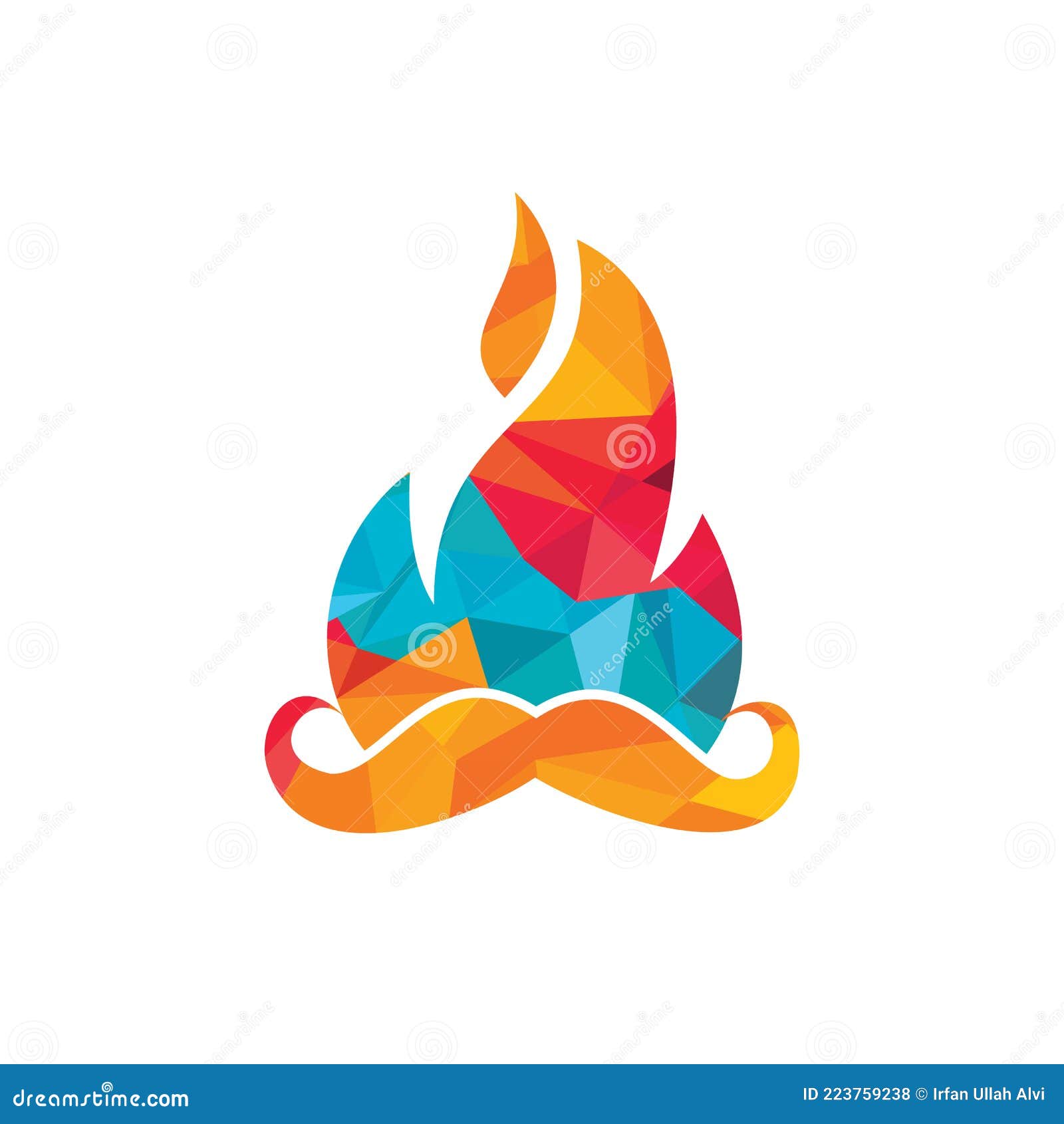 Moustache Fire Vector Logo Design Template. Stock Vector - Illustration ...