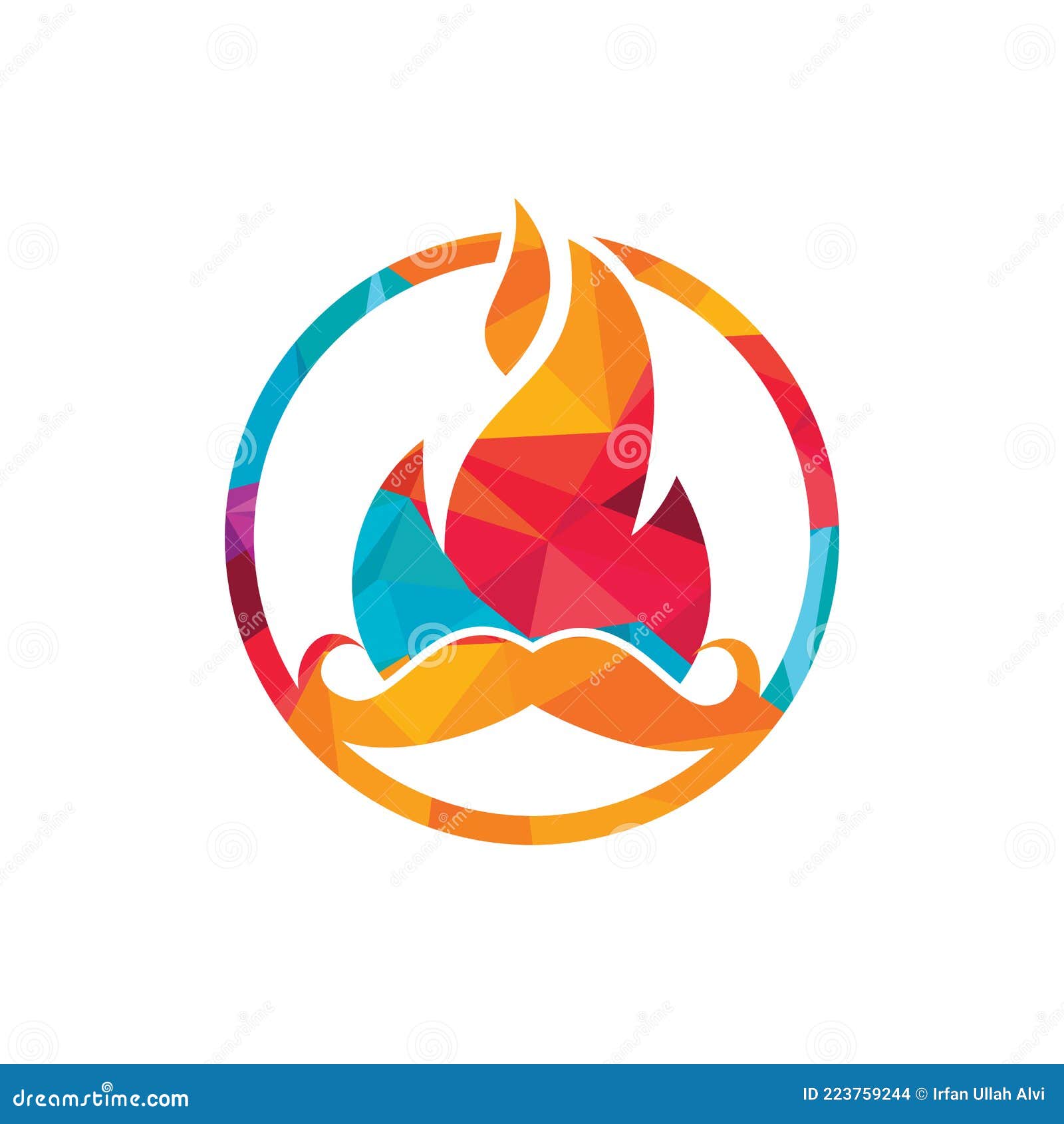 Moustache Fire Vector Logo Design Template. Stock Vector - Illustration ...