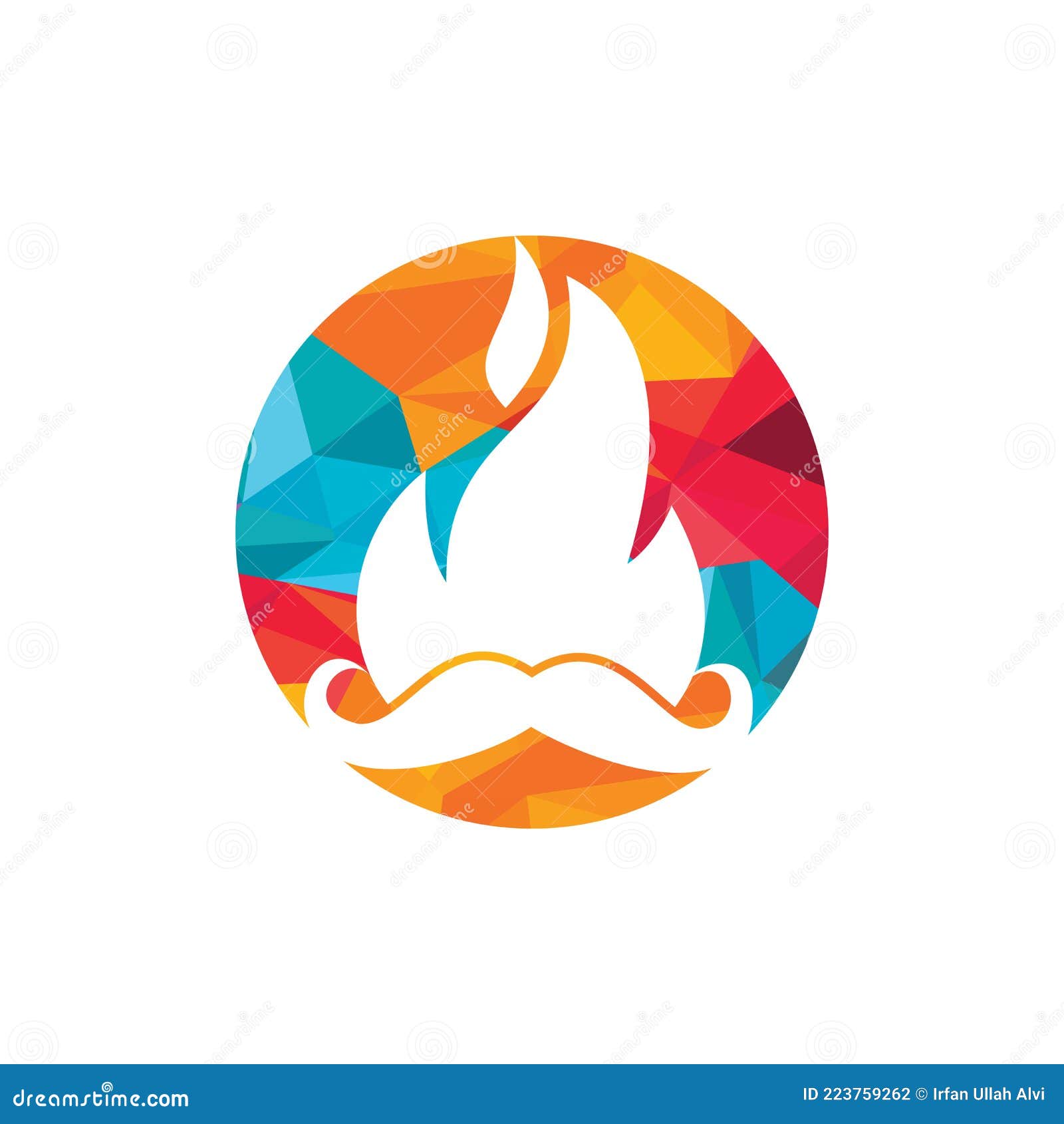 Moustache Fire Vector Logo Design Template. Stock Vector - Illustration ...