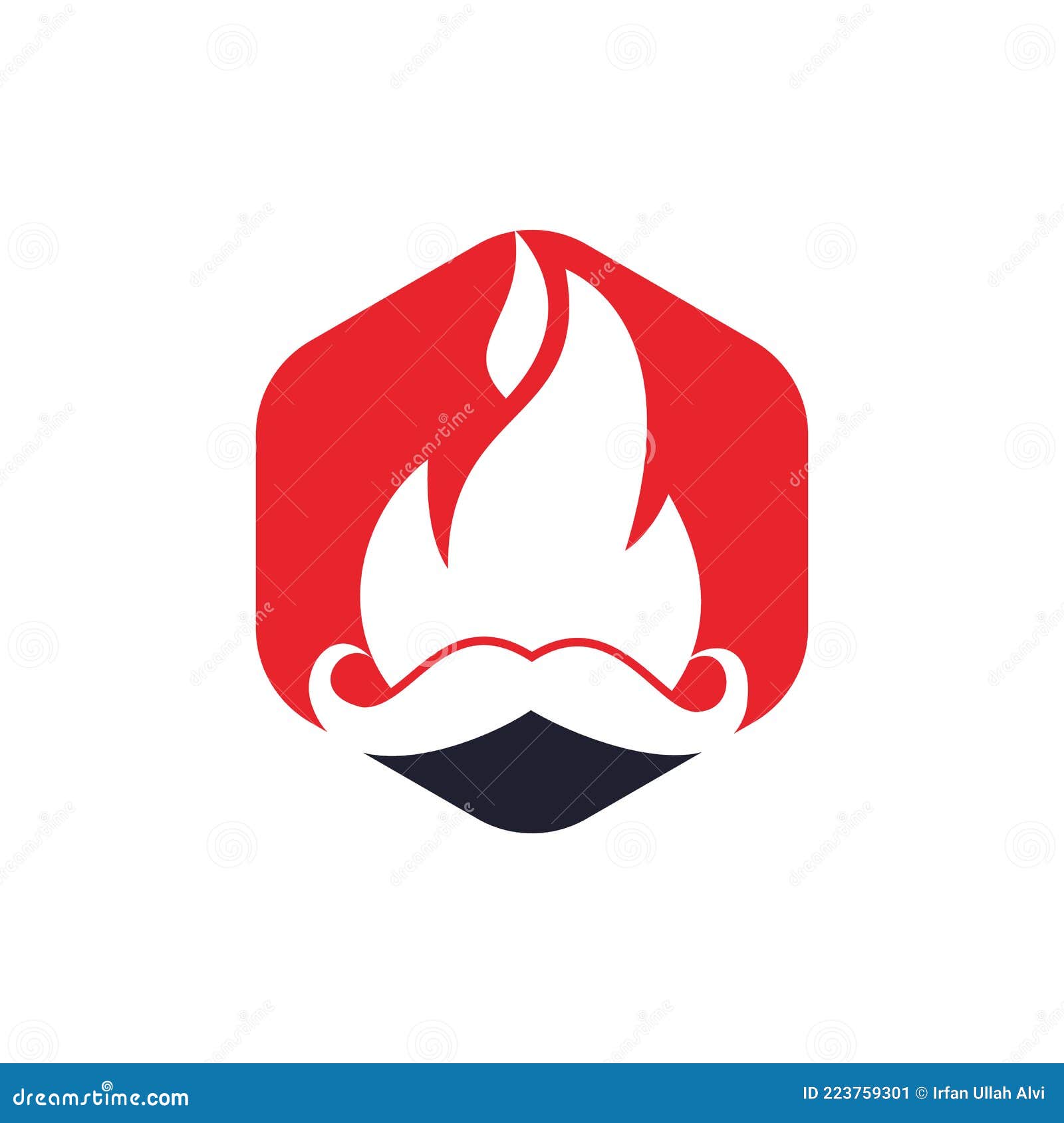 Moustache Fire Vector Logo Design Template. Stock Vector - Illustration ...