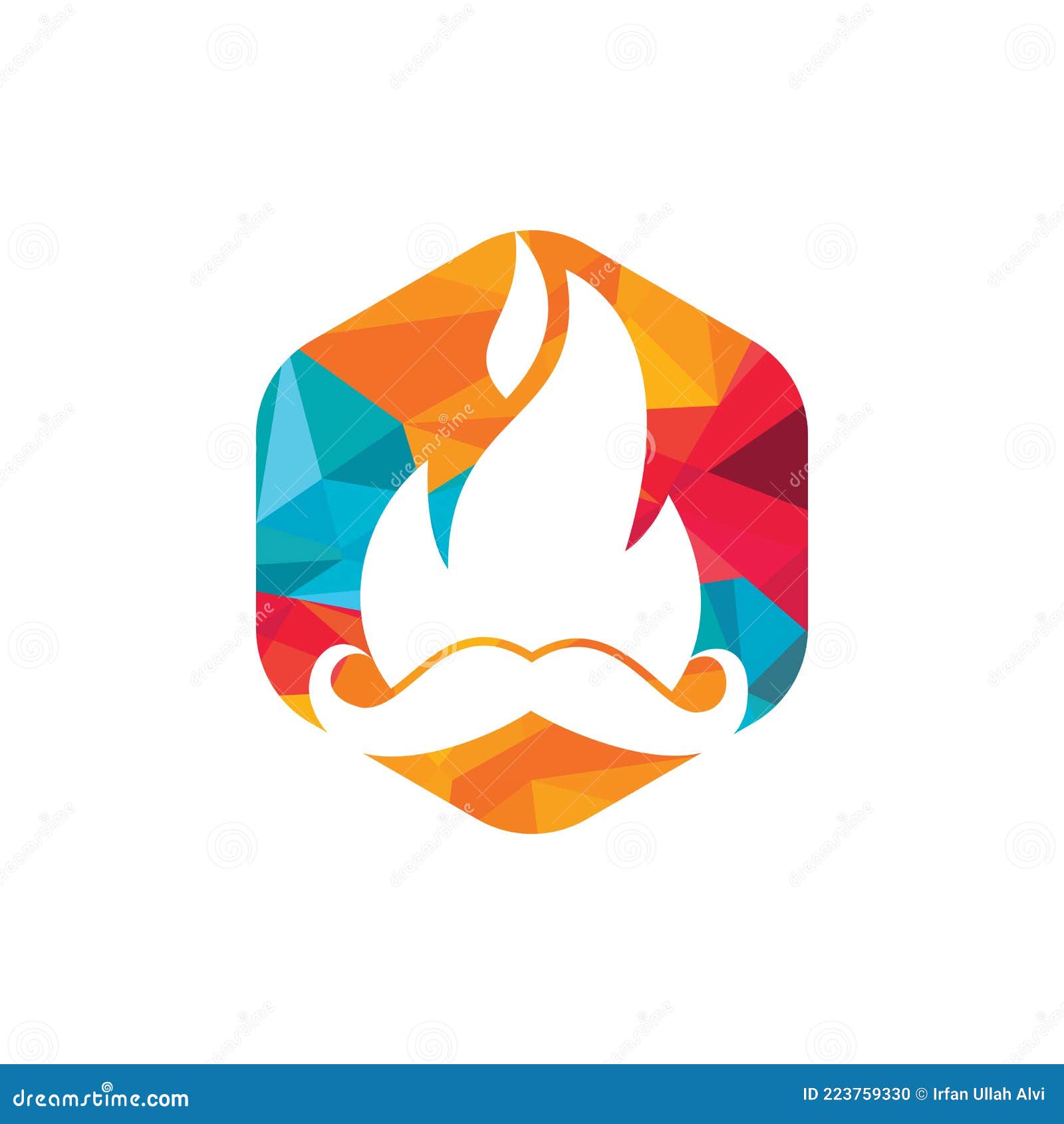 Moustache Fire Vector Logo Design Template. Stock Vector - Illustration ...