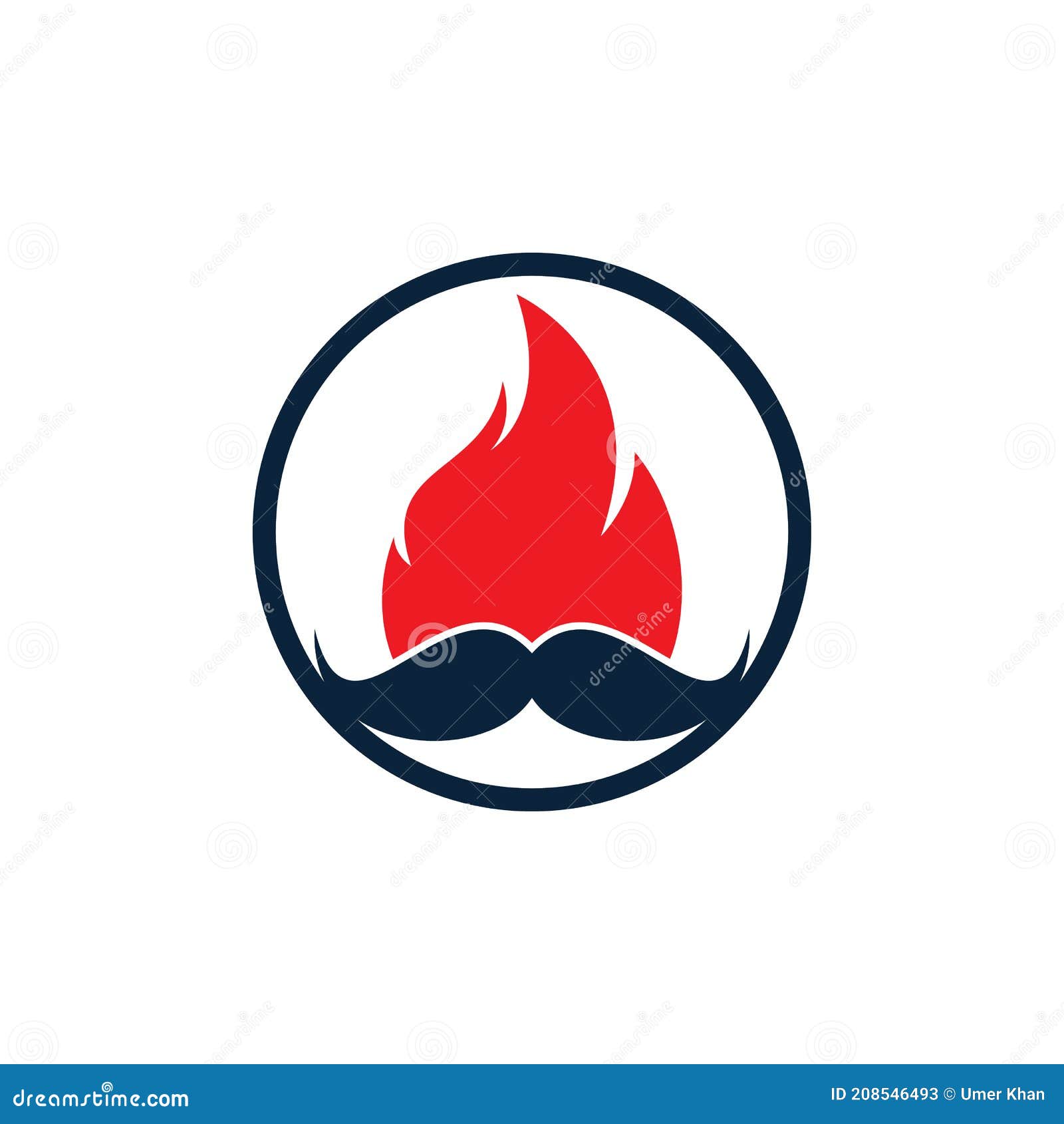 Moustache Fire Vector Logo Design Template. Stock Vector - Illustration ...