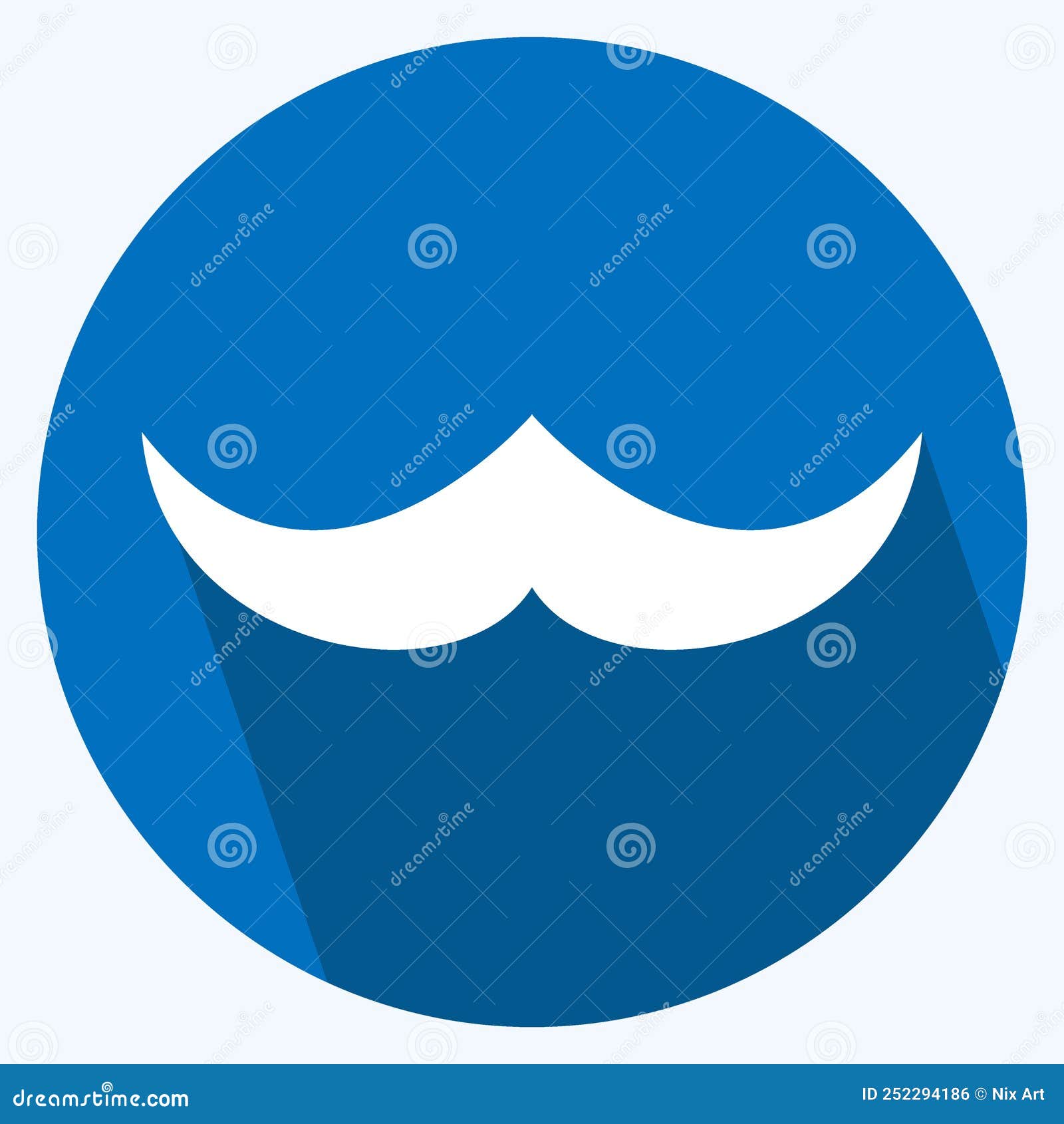 Moustache Icon in Trendy Long Shadow Style Isolated on Soft Blue ...