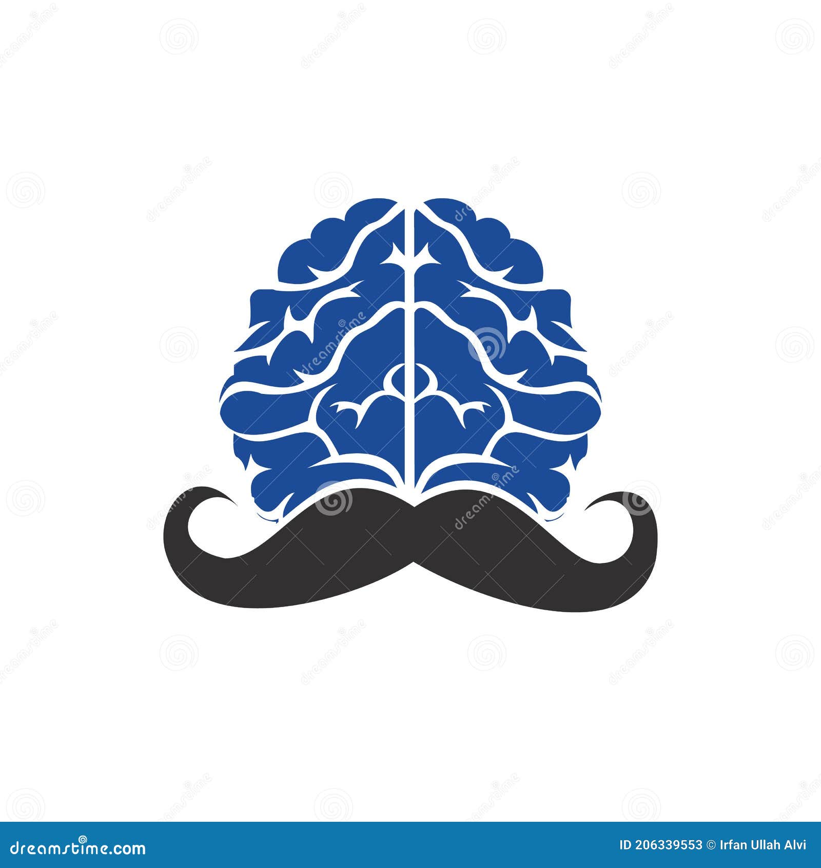 Moustache Mind Vector Logo Design Template. Stock Vector - Illustration ...