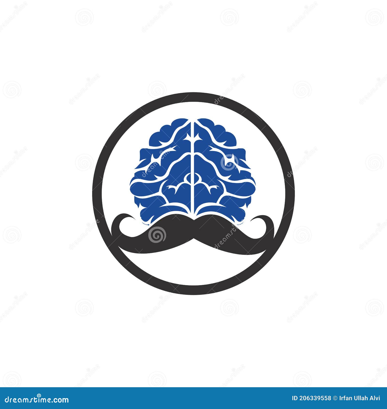 Moustache Mind Vector Logo Design Template. Stock Vector - Illustration ...