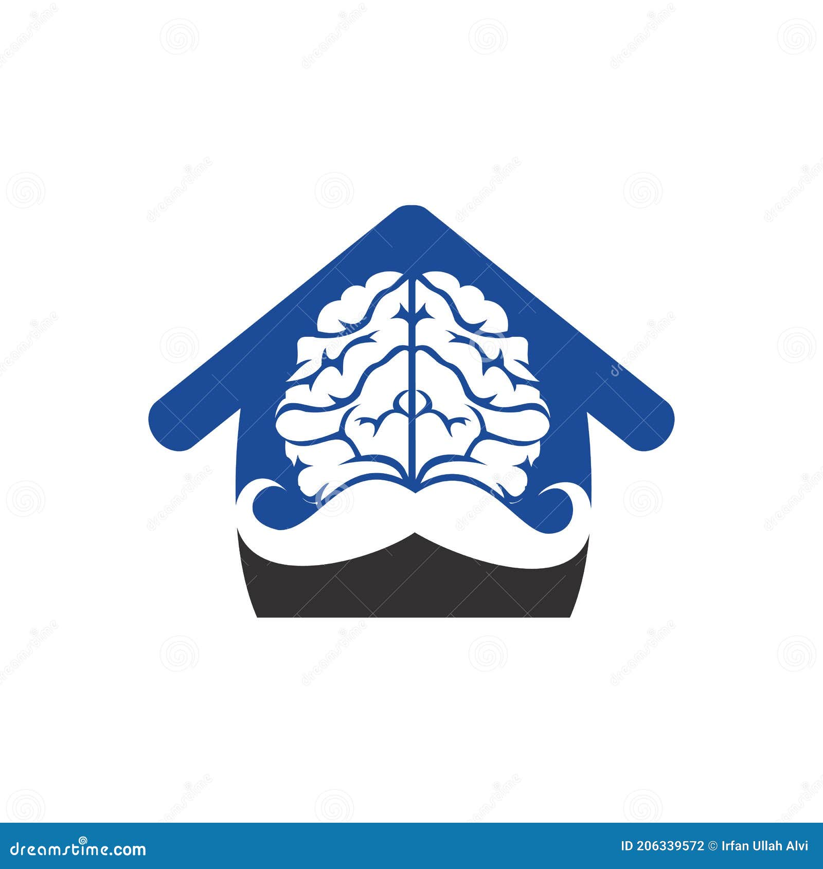 Moustache Mind Vector Logo Design Template. Stock Vector - Illustration ...
