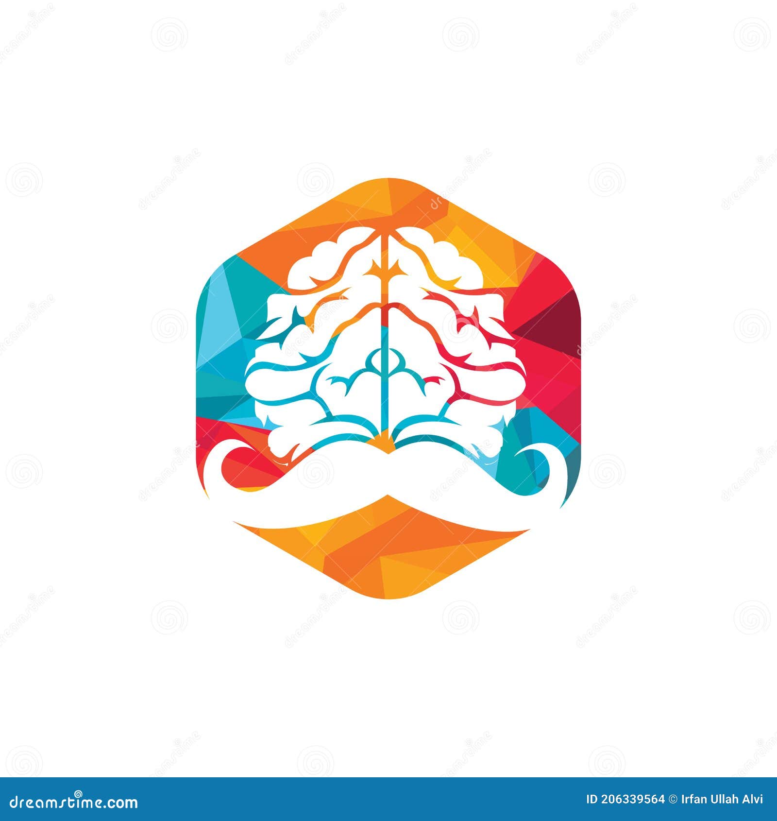 Moustache Mind Vector Logo Design Template. Stock Vector - Illustration ...