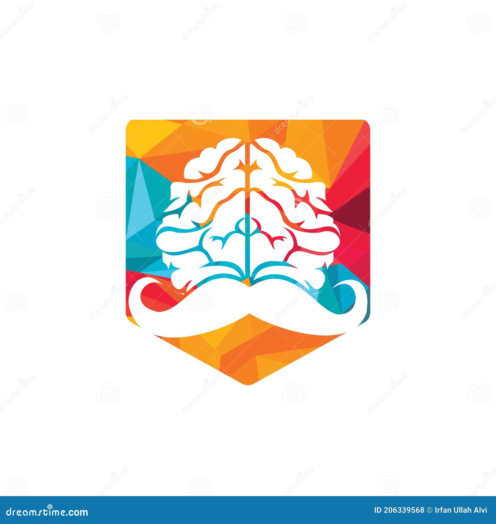 Moustache Mind Vector Logo Design Template. Stock Vector - Illustration ...