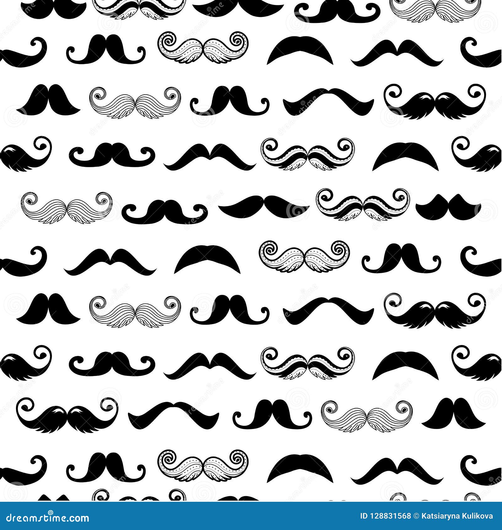 Moustache Mustache Vector Seamless Pattern Background Hipster Stock Vector Illustration Of