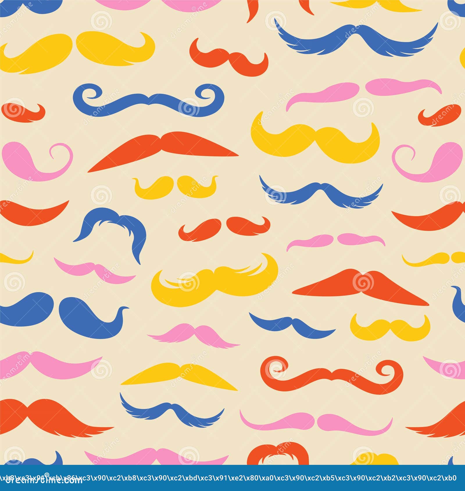 Moustache Pattern. Seamless Print with Different Retro Style Moustache ...