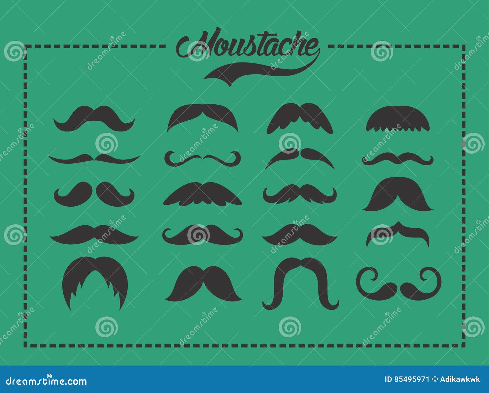 Moustache Set stock vector. Illustration of vector, simple - 85495971