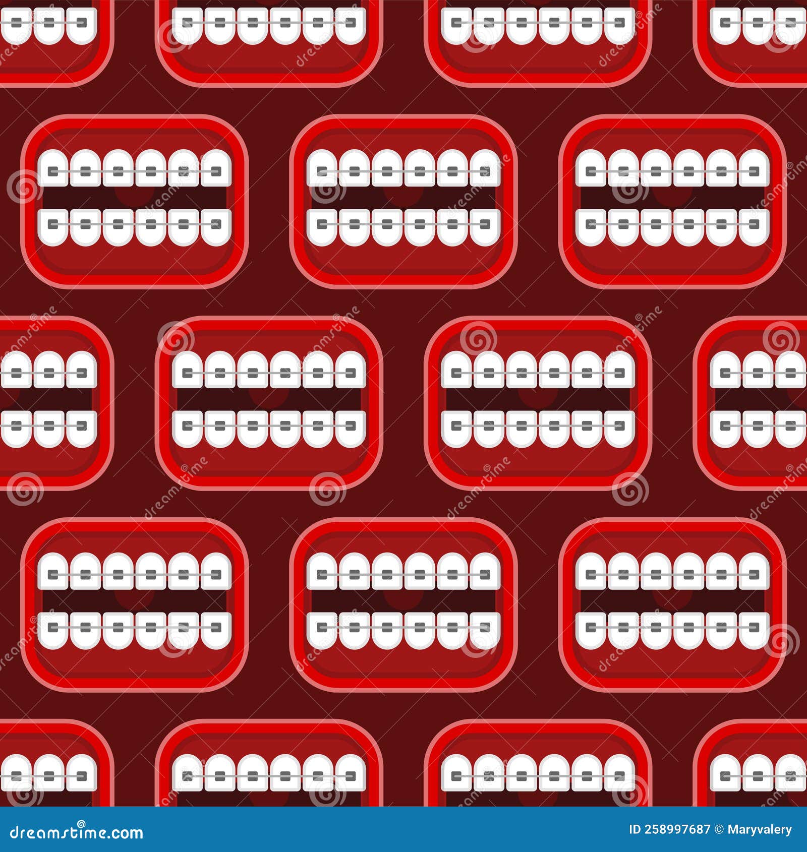 Mouth with Braces Pattern Seamless. Correction of Occlusion and Crooked ...