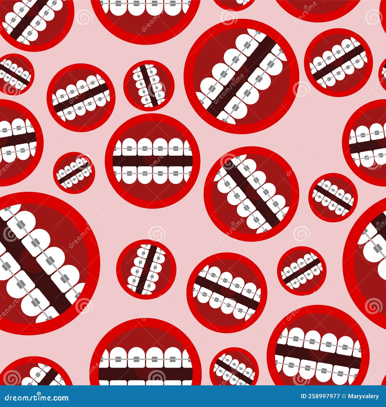 Mouth with Braces Pattern Seamless. Correction of Occlusion and Crooked ...