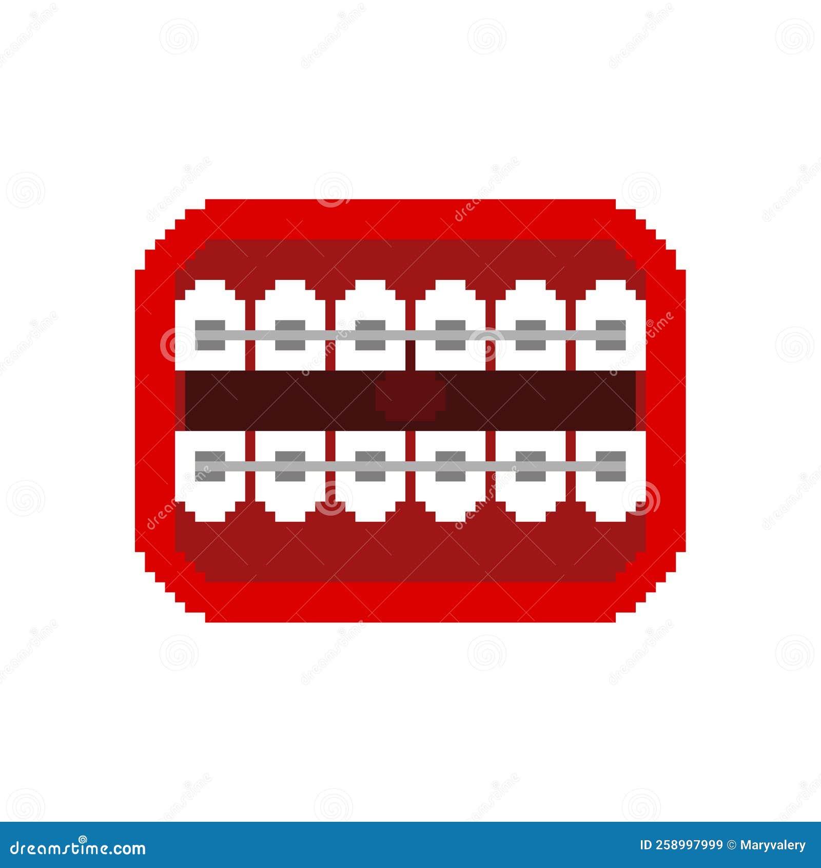 Mouth with Braces Pixel Art. 8 Bit Correction of Occlusion and Crooked ...