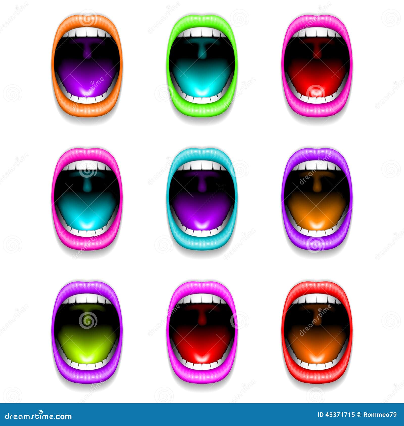 Mouth Color Open Vector Icon Lips Stock Vector - Illustration of girls ...