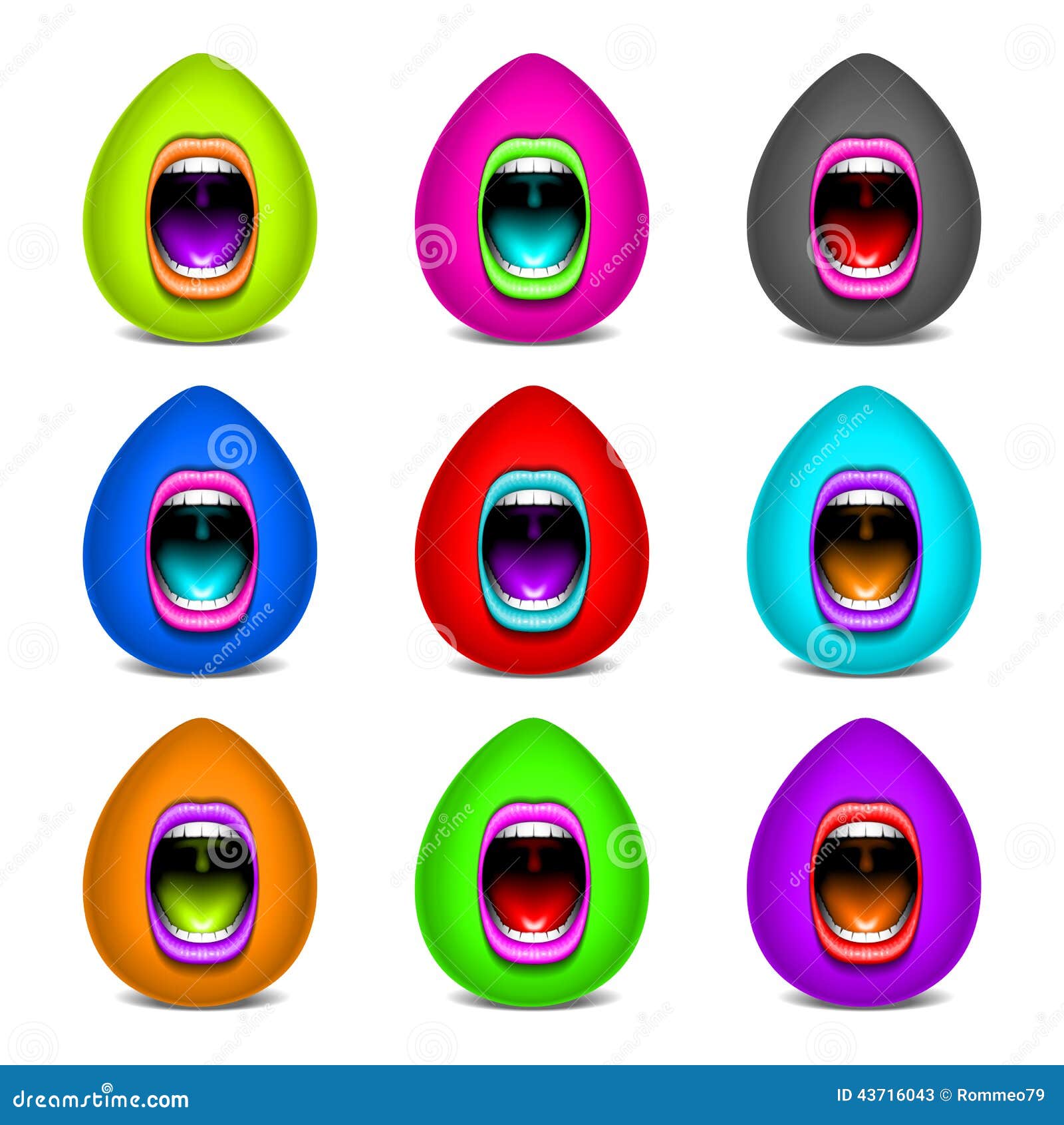 Mouth Color Open Vector Icon Lips Stock Vector - Illustration of horror ...
