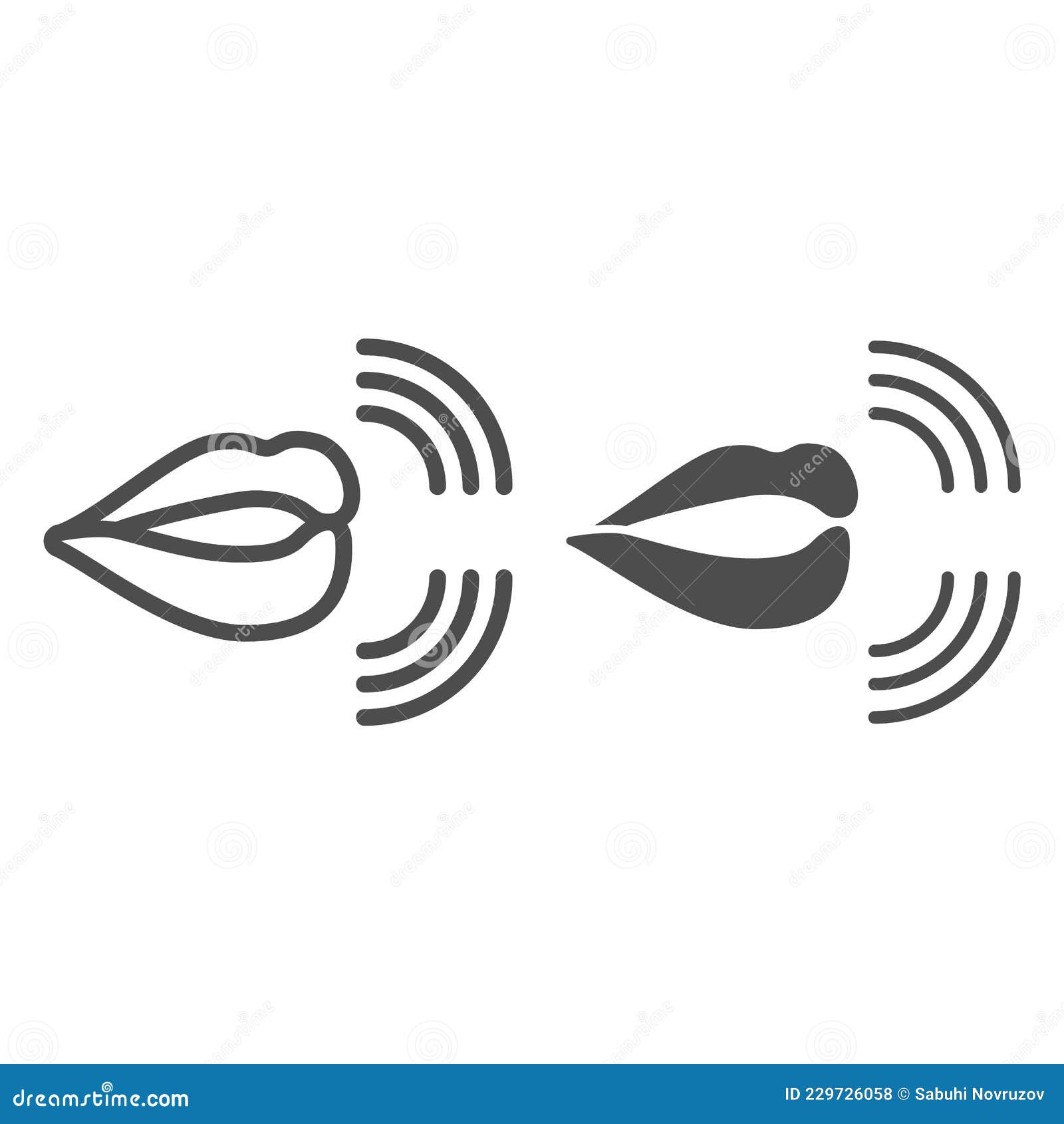 Mouth, Lips, Pronunciation of Sounds Line and Solid Icon, Linguistics ...