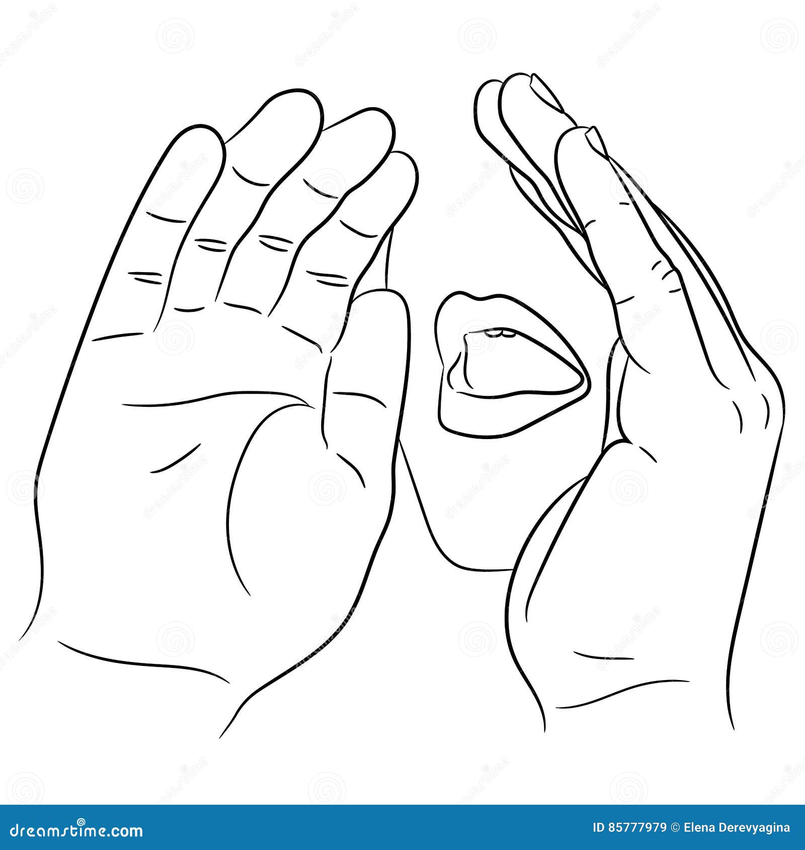 Mouth Open and Hand Cupped beside Illustration Stock Illustration ...