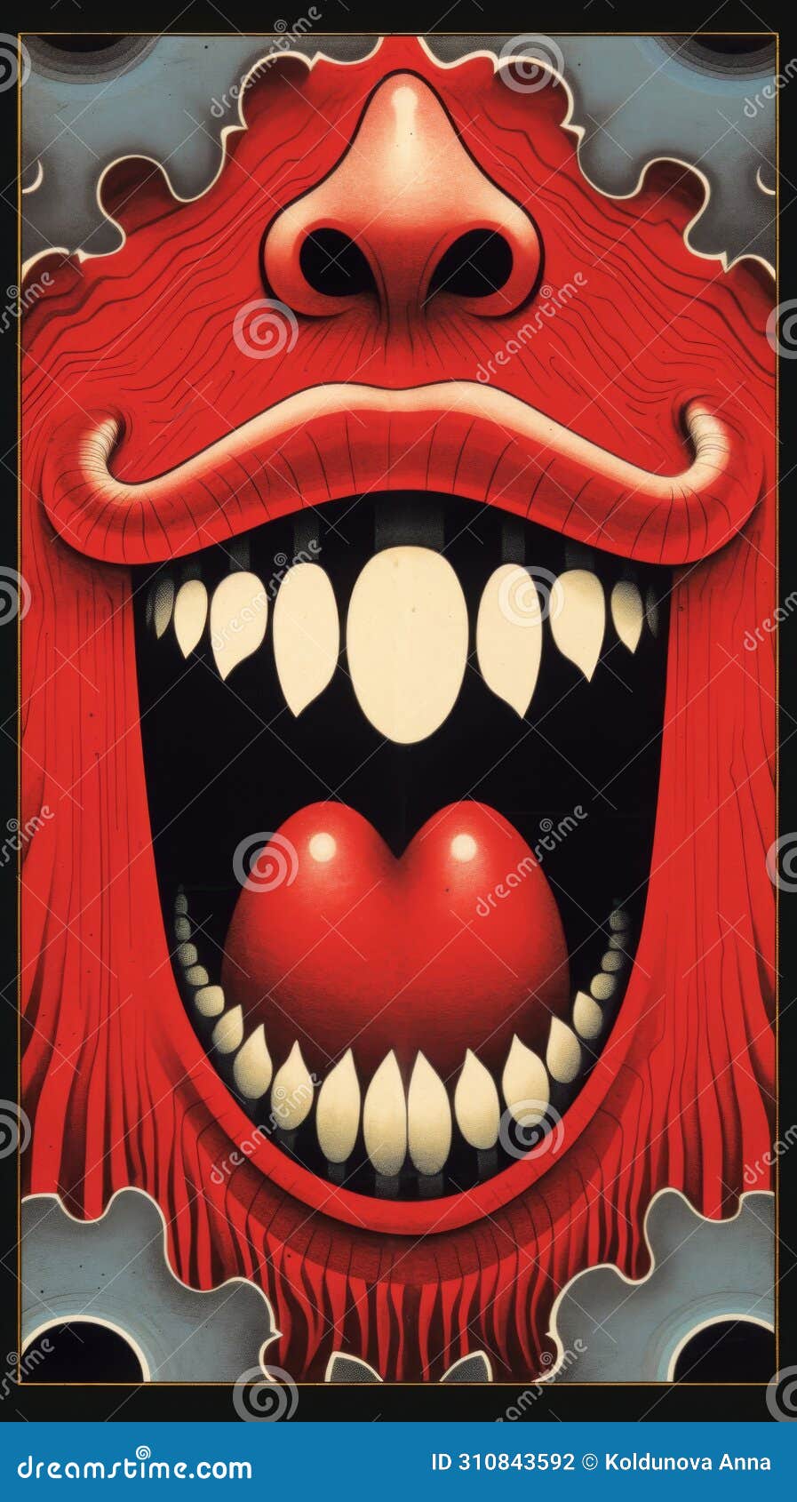 A Mouth that is Open in Light Red and Black, Emphasis on Negative Space ...