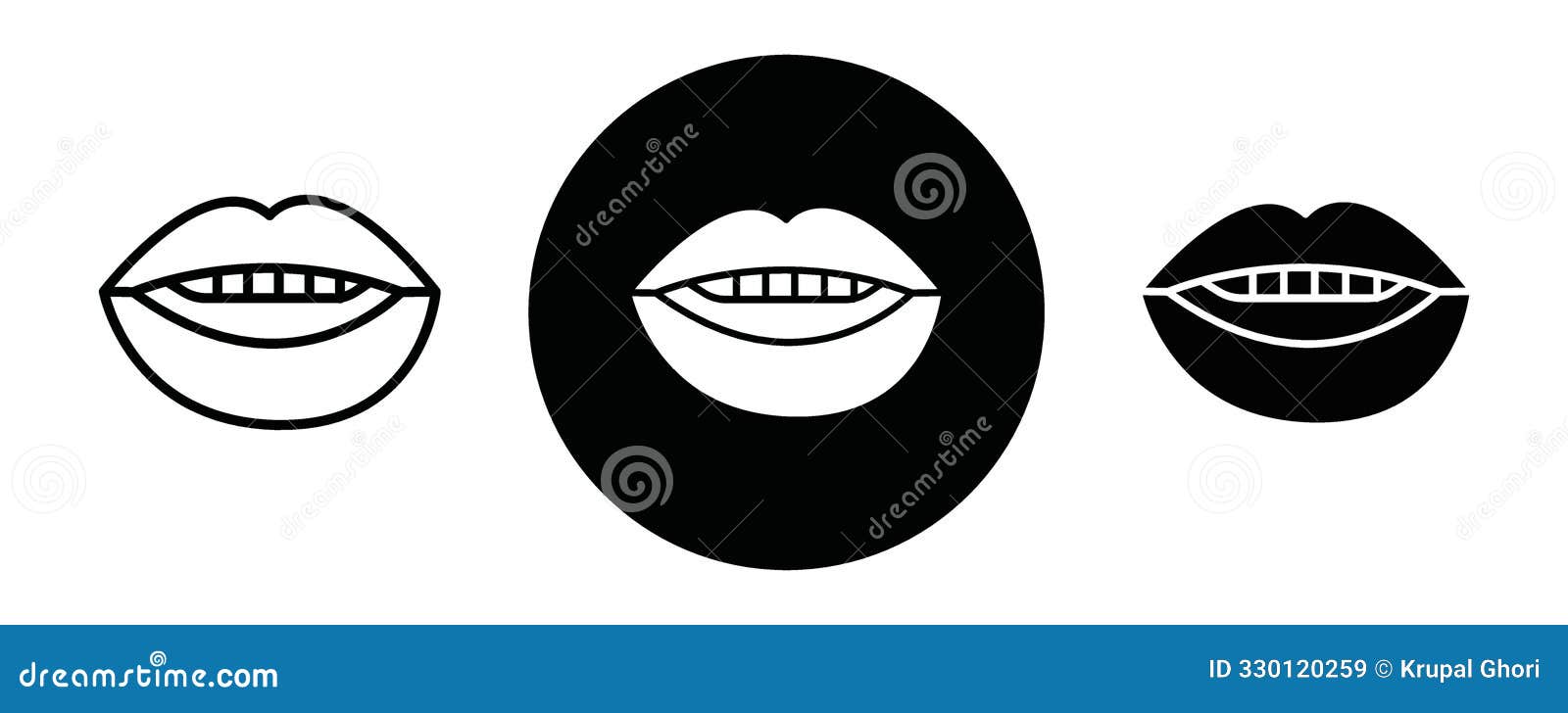Mouth Outline Icon Collection or Set. Mouth Thin Vector Line Art Stock ...