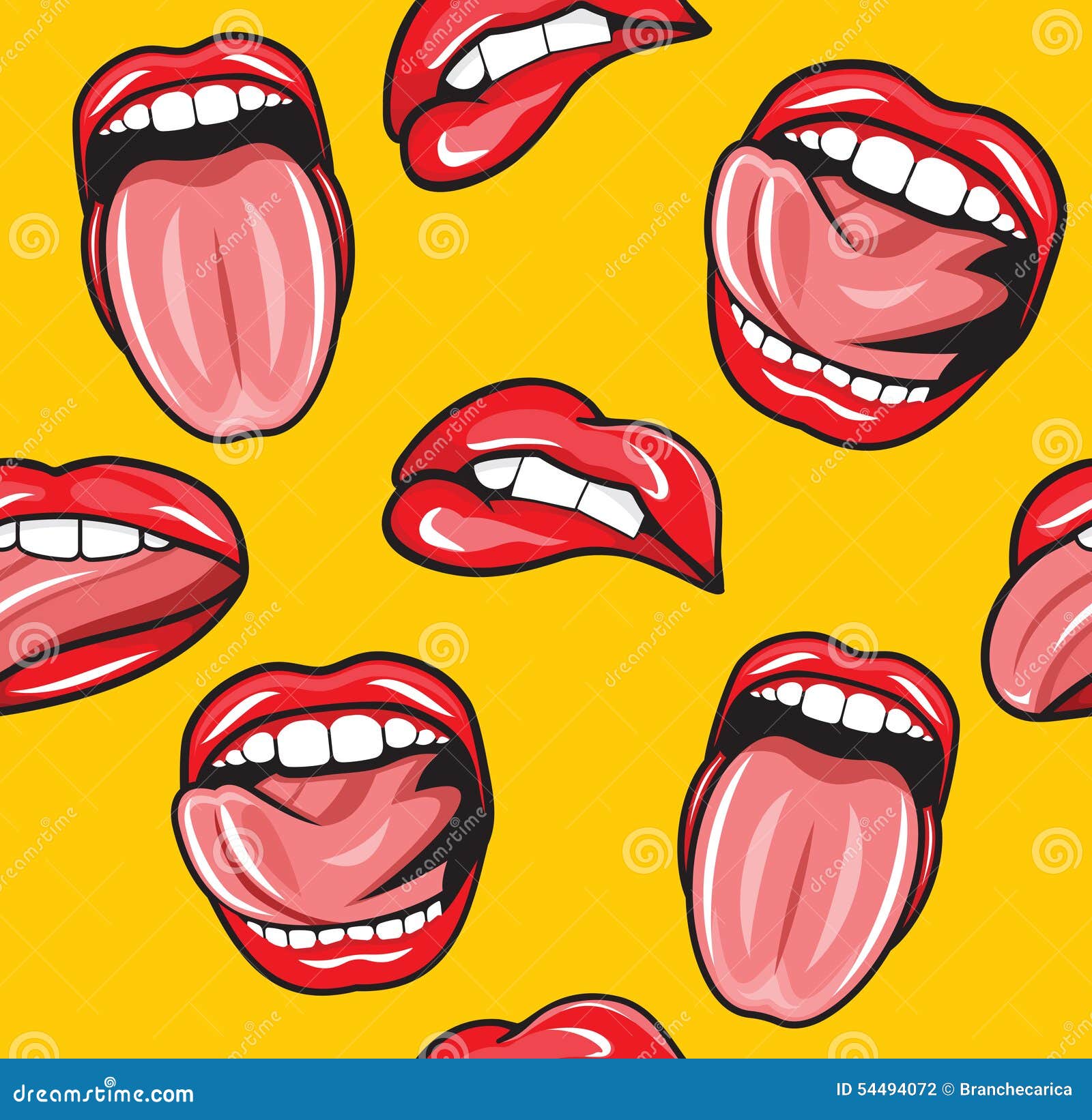 Mouth Pop Art Seamless Pattern Stock Illustration - Illustration of ...
