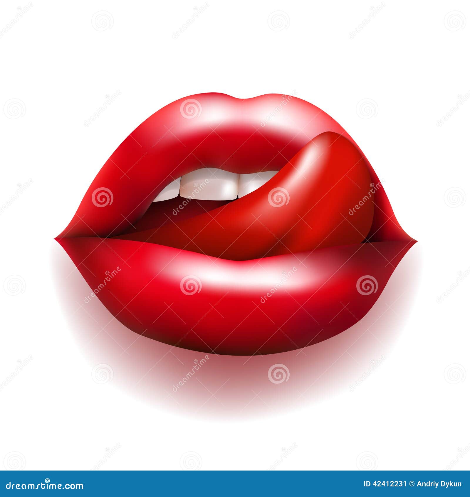 Mouth With Red Lips And Tongue Cartoon Vector | CartoonDealer.com #42412231