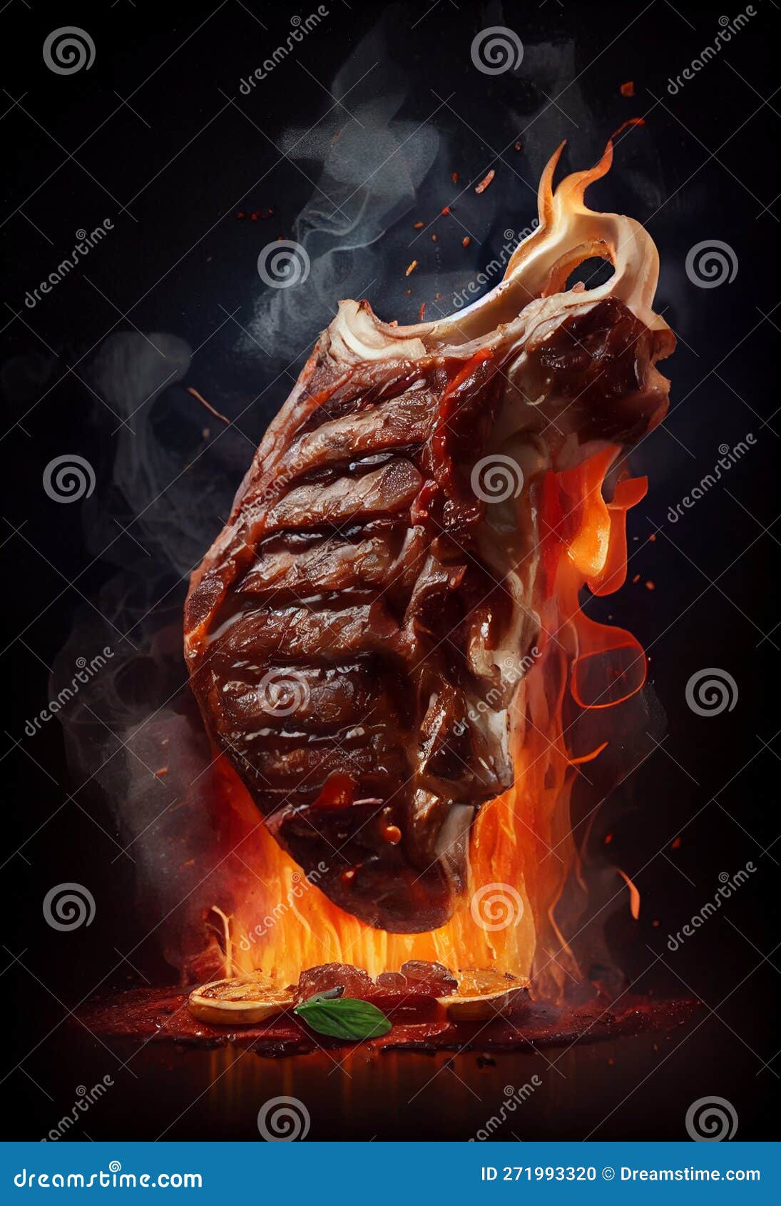 Mouth-watering Piece of Meat Cooked on the Grill. AI Generated Stock ...