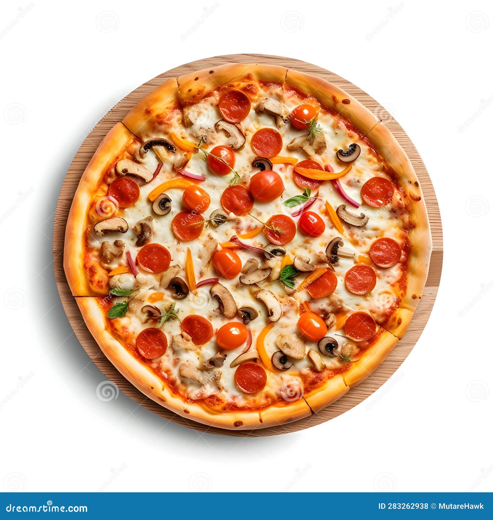 Pizza on a Plate, Isolated on a White Background Stock Illustration ...