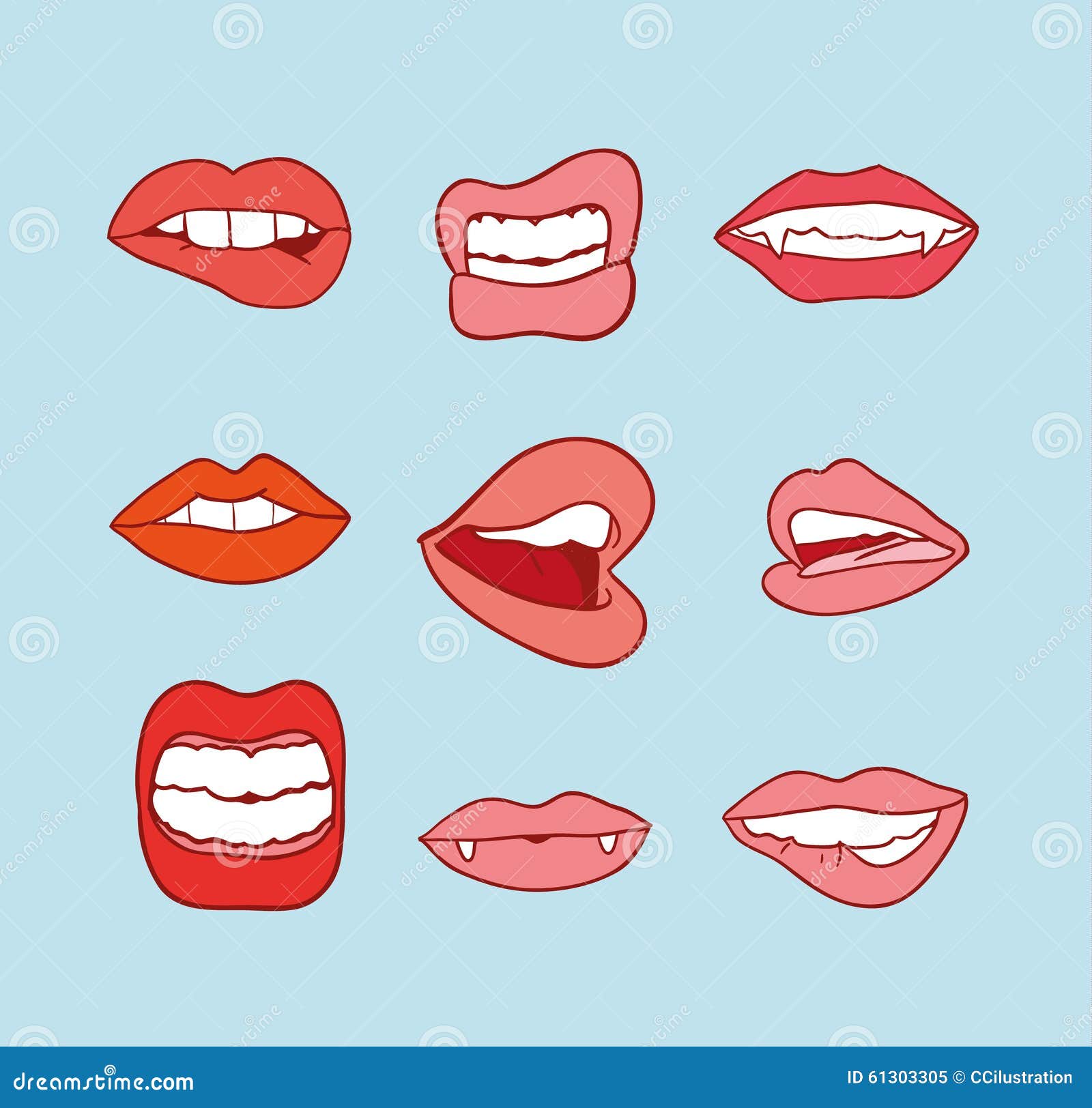 Mouths Collection in Different Expressions. Icon Illustration Stock ...