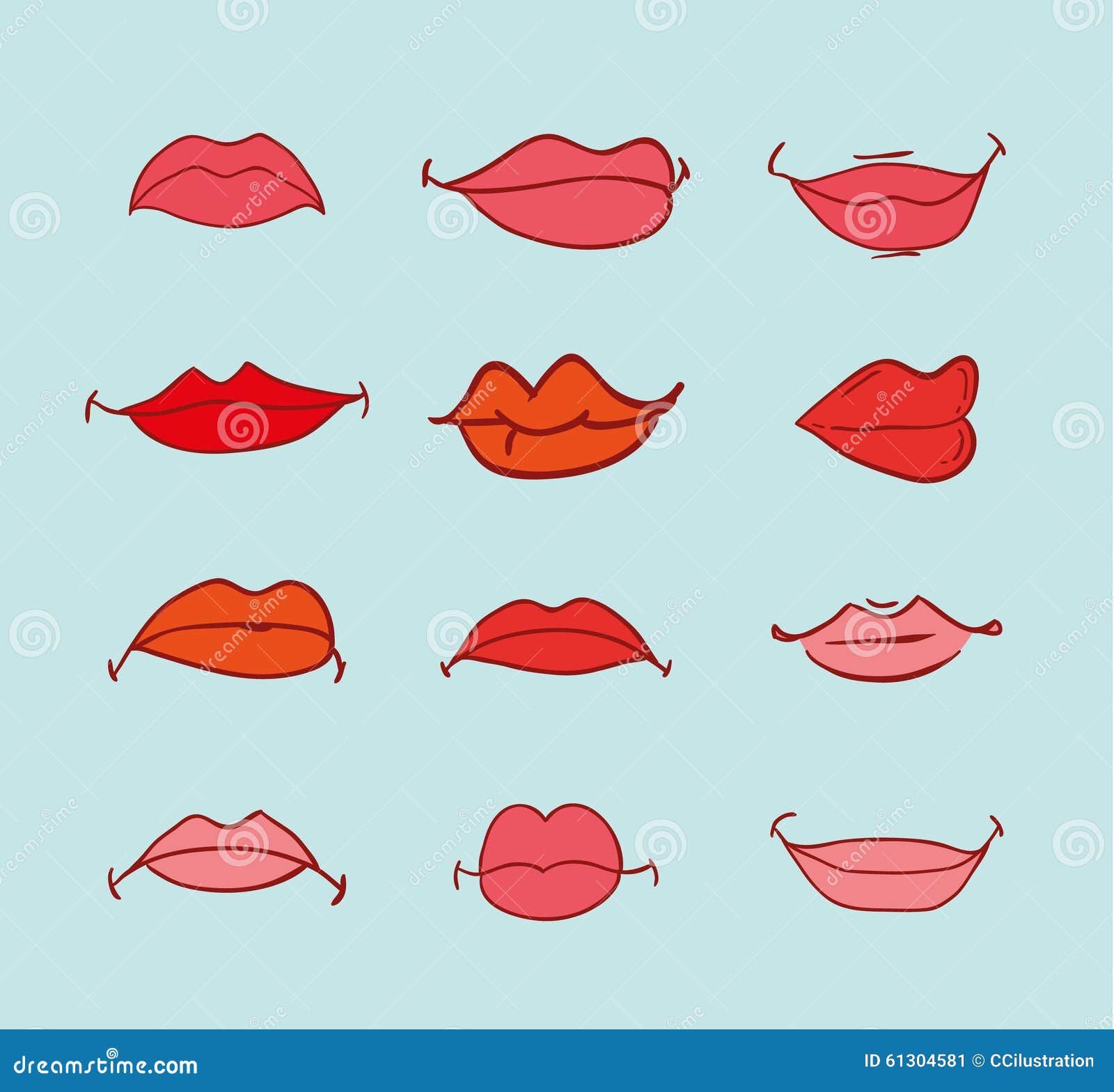Mouths Collection in Different Expressions. Icon Illustration Stock ...