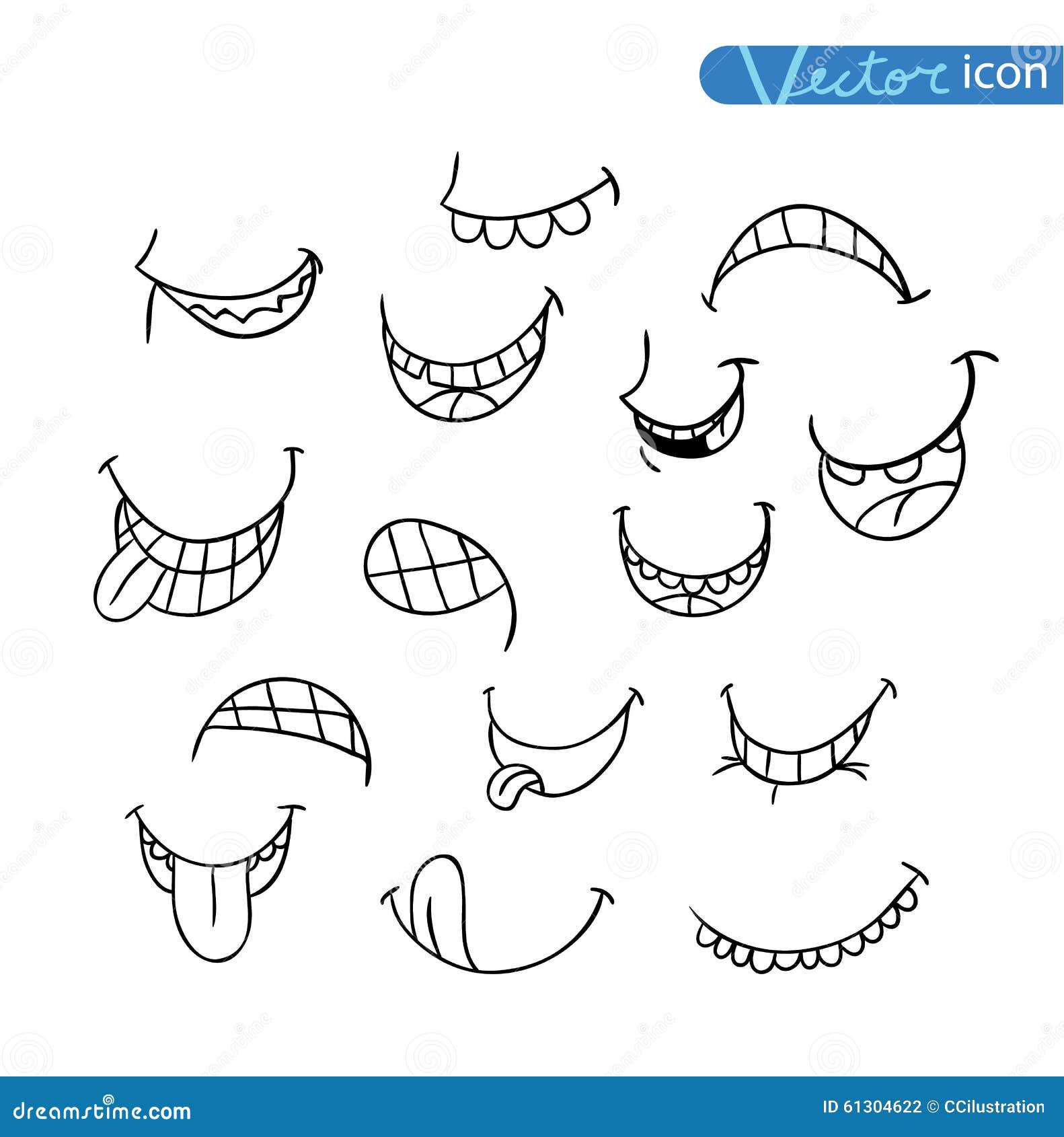 Mouths Collection in Different Expressions. Icon Illustration Stock ...