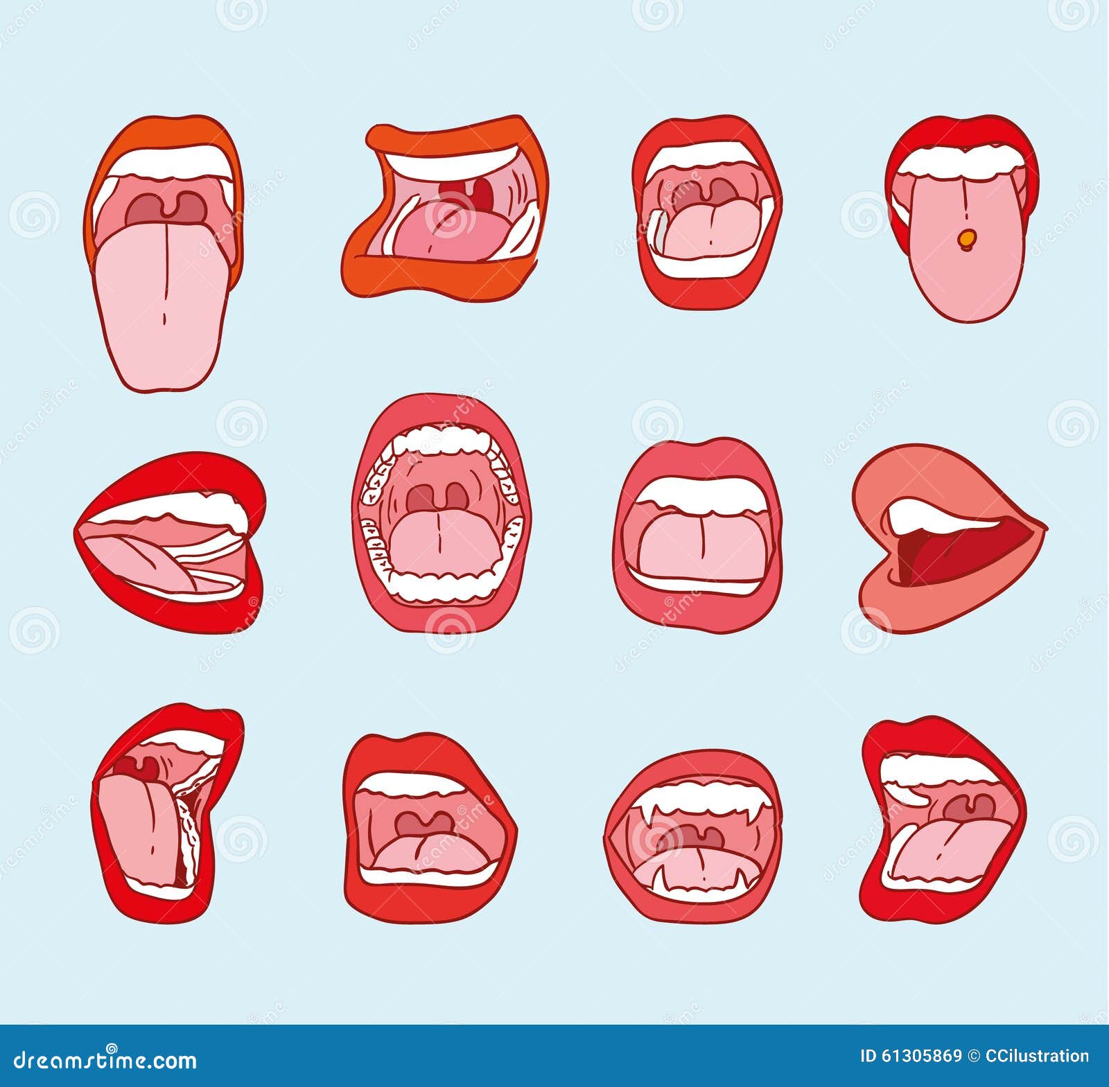 Mouths Collection in Different Expressions. Icon Illustration Stock ...