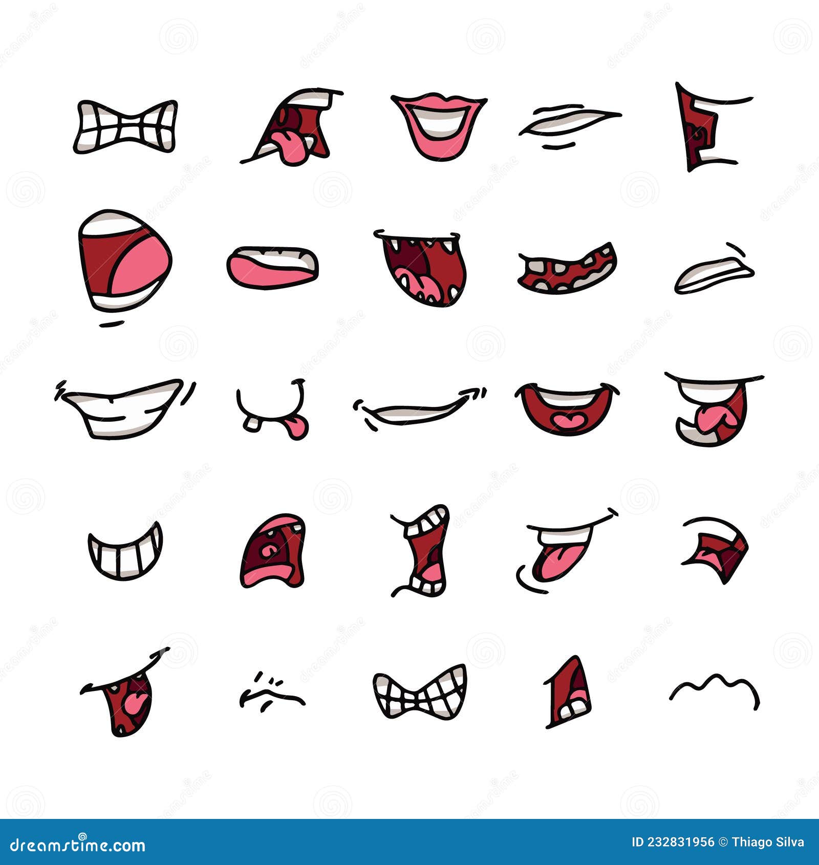 Mouths Vector Set In Different Positions. | CartoonDealer.com #232831952