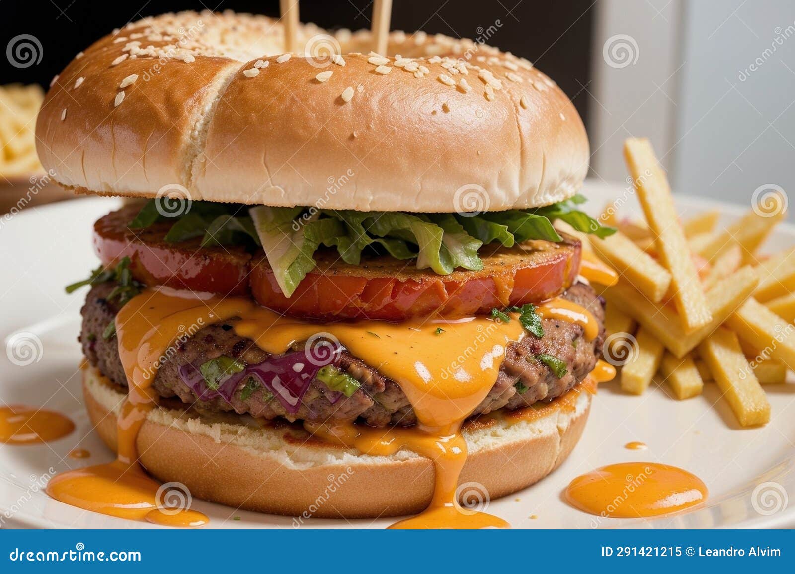Mouthwatering Burger Delight Captured by John Smith.AI Generated Stock ...