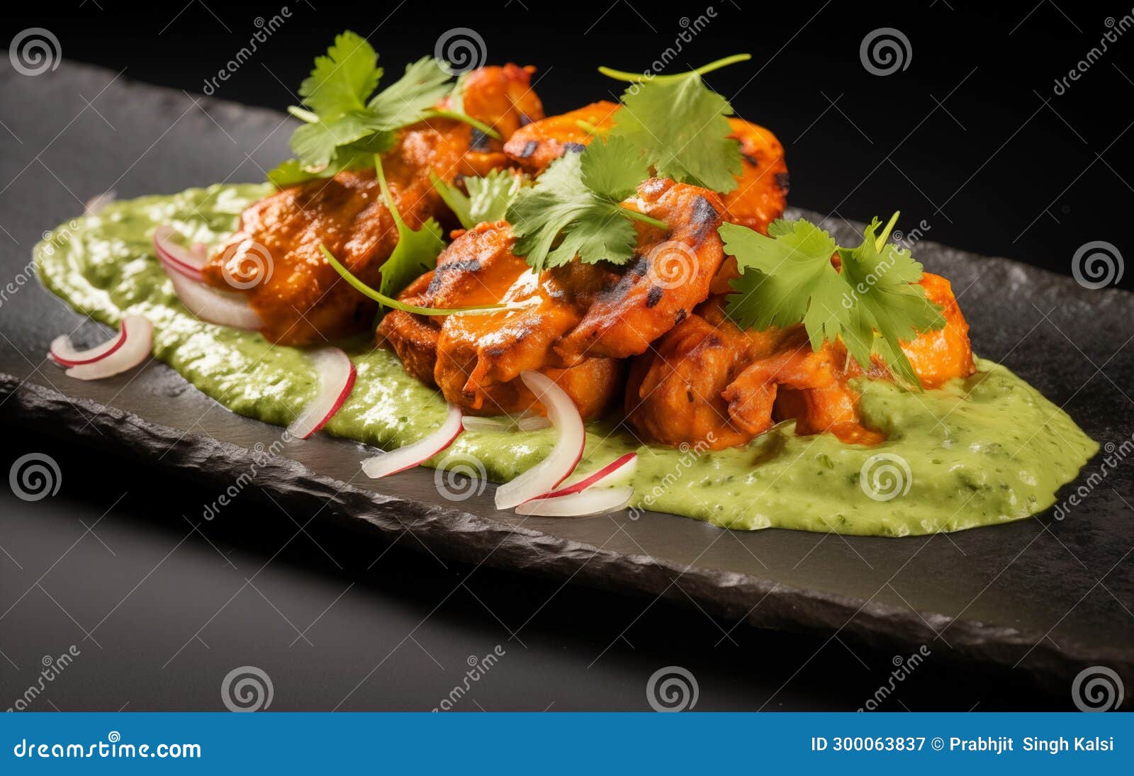 Mouthwatering Chicken Tikka Plating in Indian Restaurant Stock ...