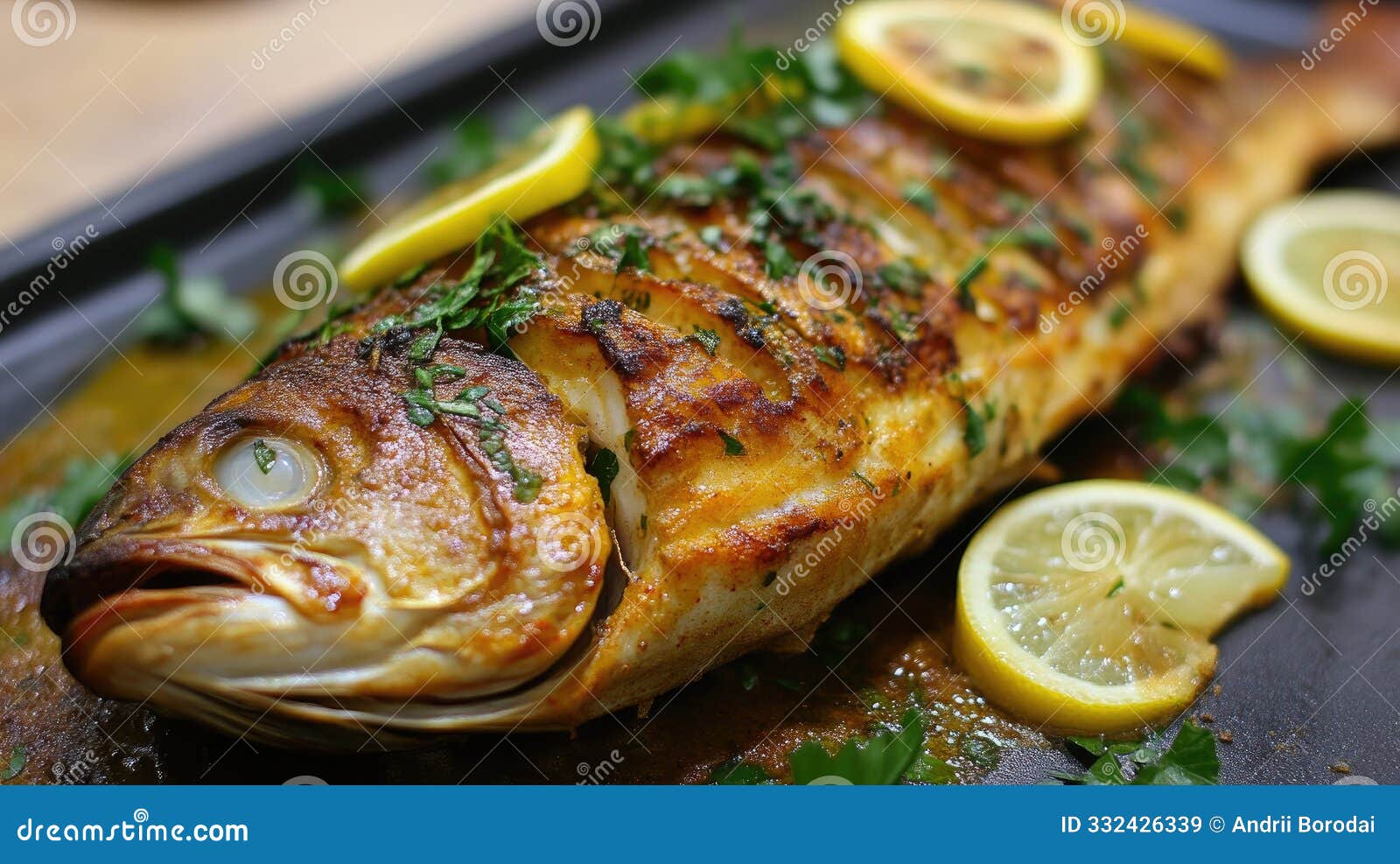 Mouthwatering Roasted Fish With A Golden Crust, Cooked To Perfection In ...